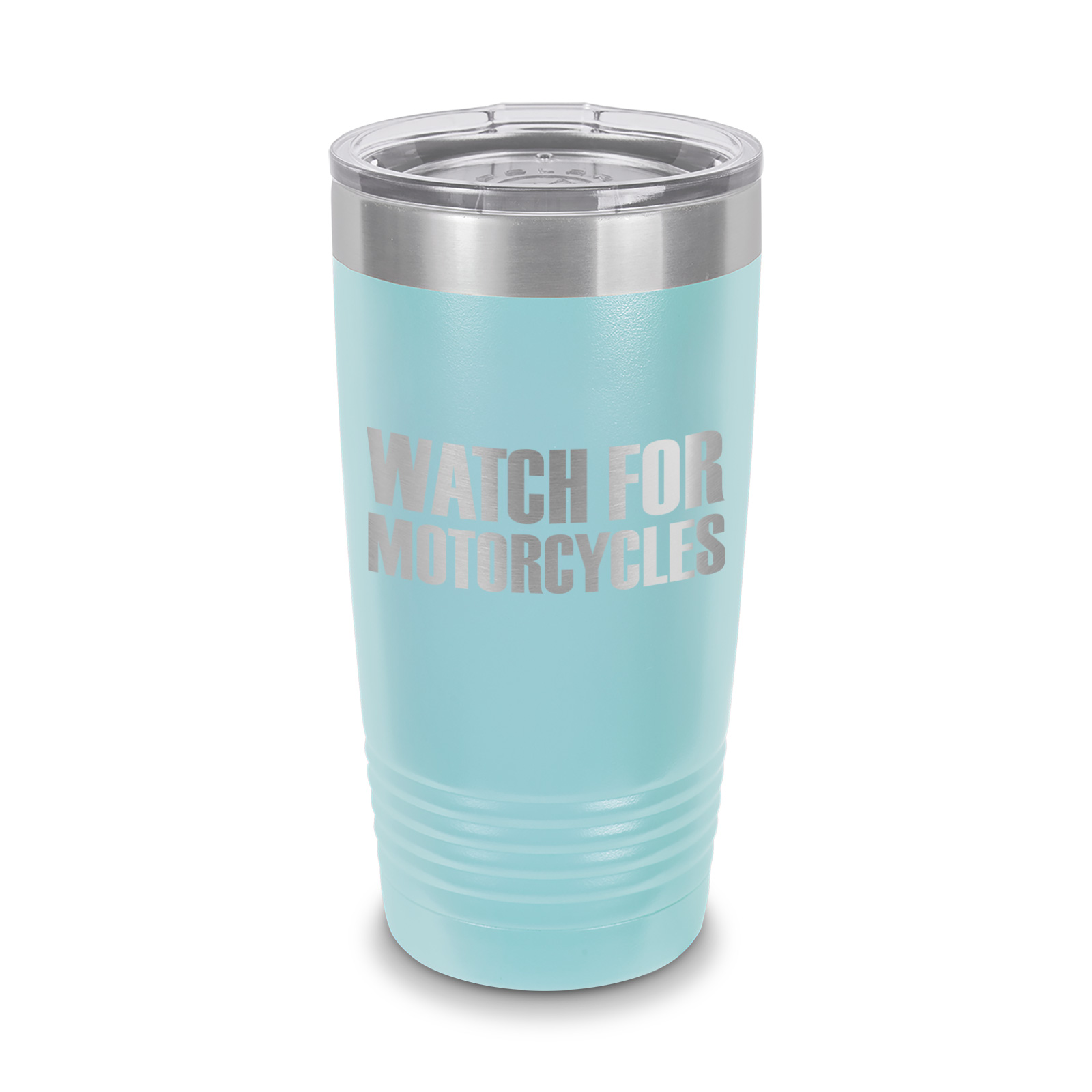 Watch for Motorcycles Tumbler 20 oz - Laser Engraved w/ Clear Lid ...