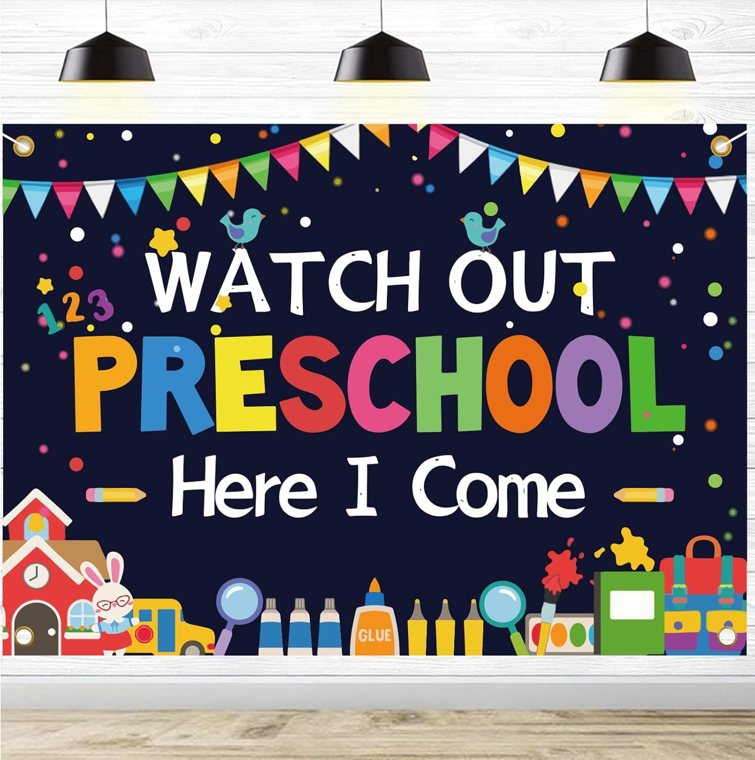 Watch Out Preschool Here I Come Backdrop First Day of Kindergarten ...