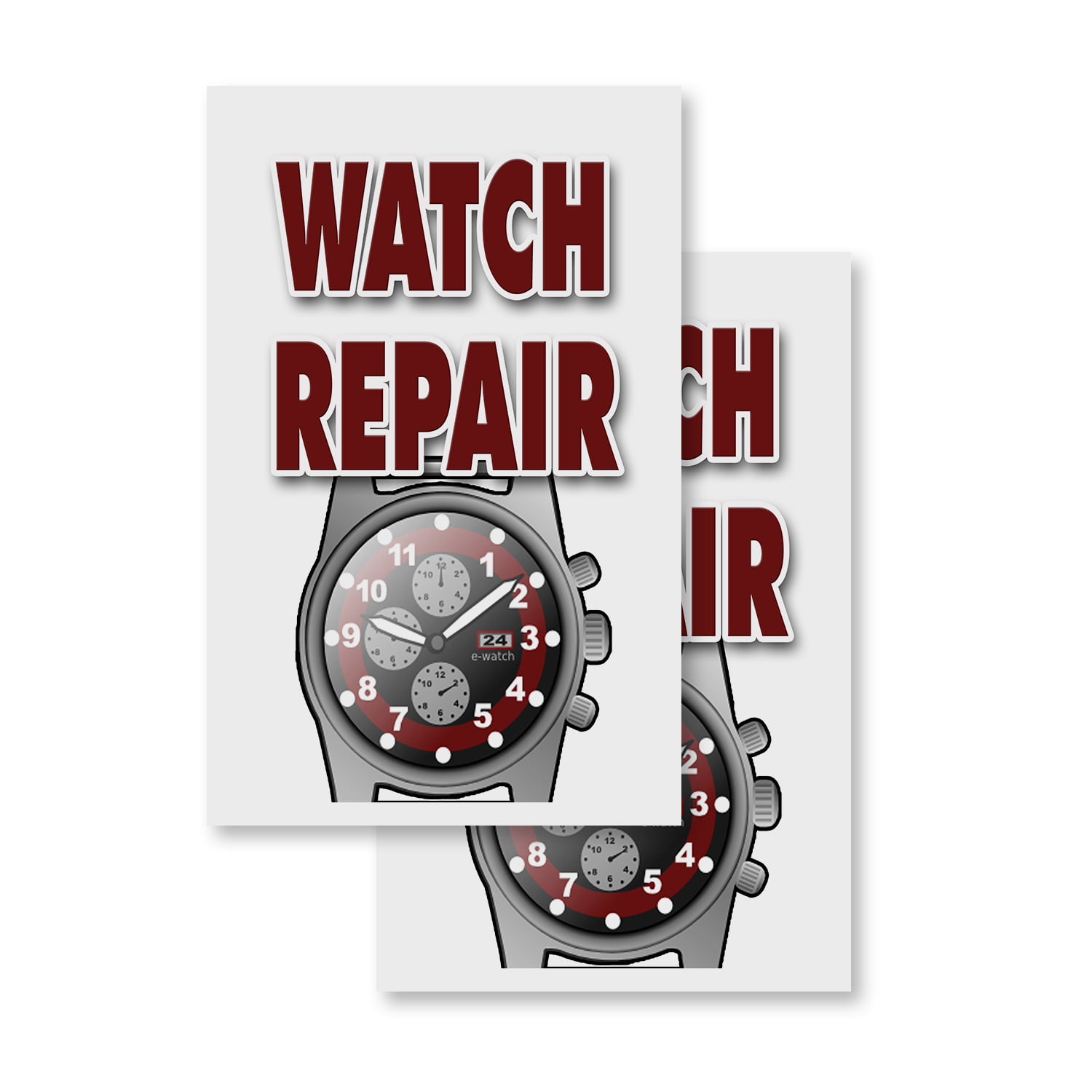 Watch Repair (2-PACK) 24" x 36" Vinyl Decals | Sign Insert Peel & Stick ...