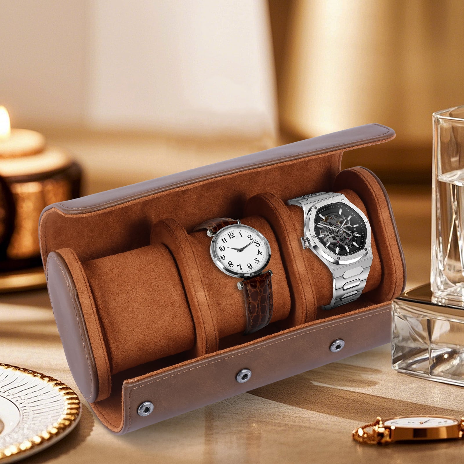 Watch Roll Travel Case for Men and Women- 2 Watch Storage and Organizer ...