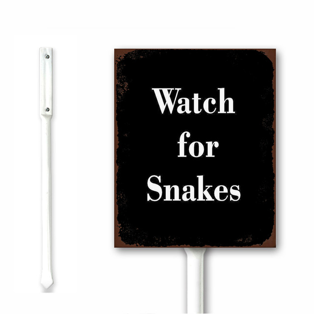 Watch for Snakes Black Yard Sign With Stake, Rustic Lawn & Garden Sign ...