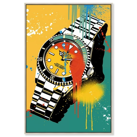 Watch Splash Canvas Urban Graffiti Wall Art by Notoriart, Silver Frame ...