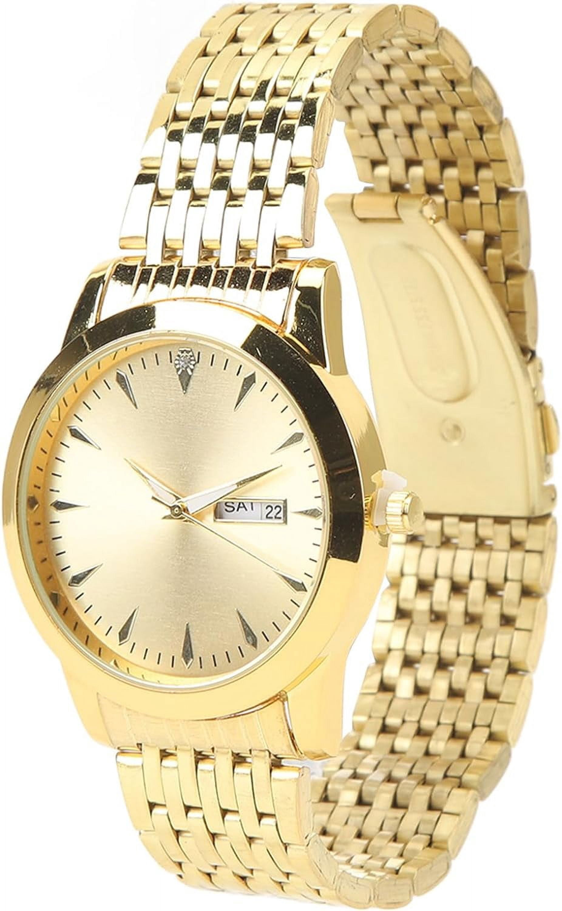 Watch, Stainless Steel Alloy Strap, Bottom Cover, Dual Calendar, Mens ...