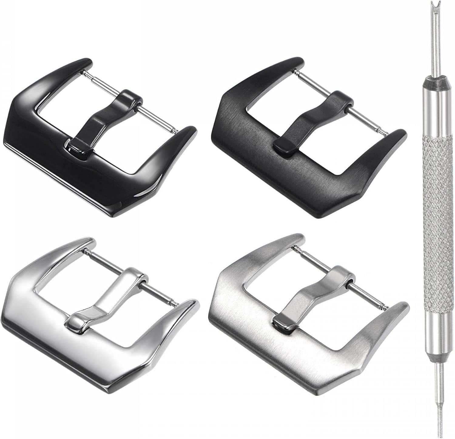 Watch Strap Clasp Replacement Set, 24mm Width Stainless Steel Frosted ...