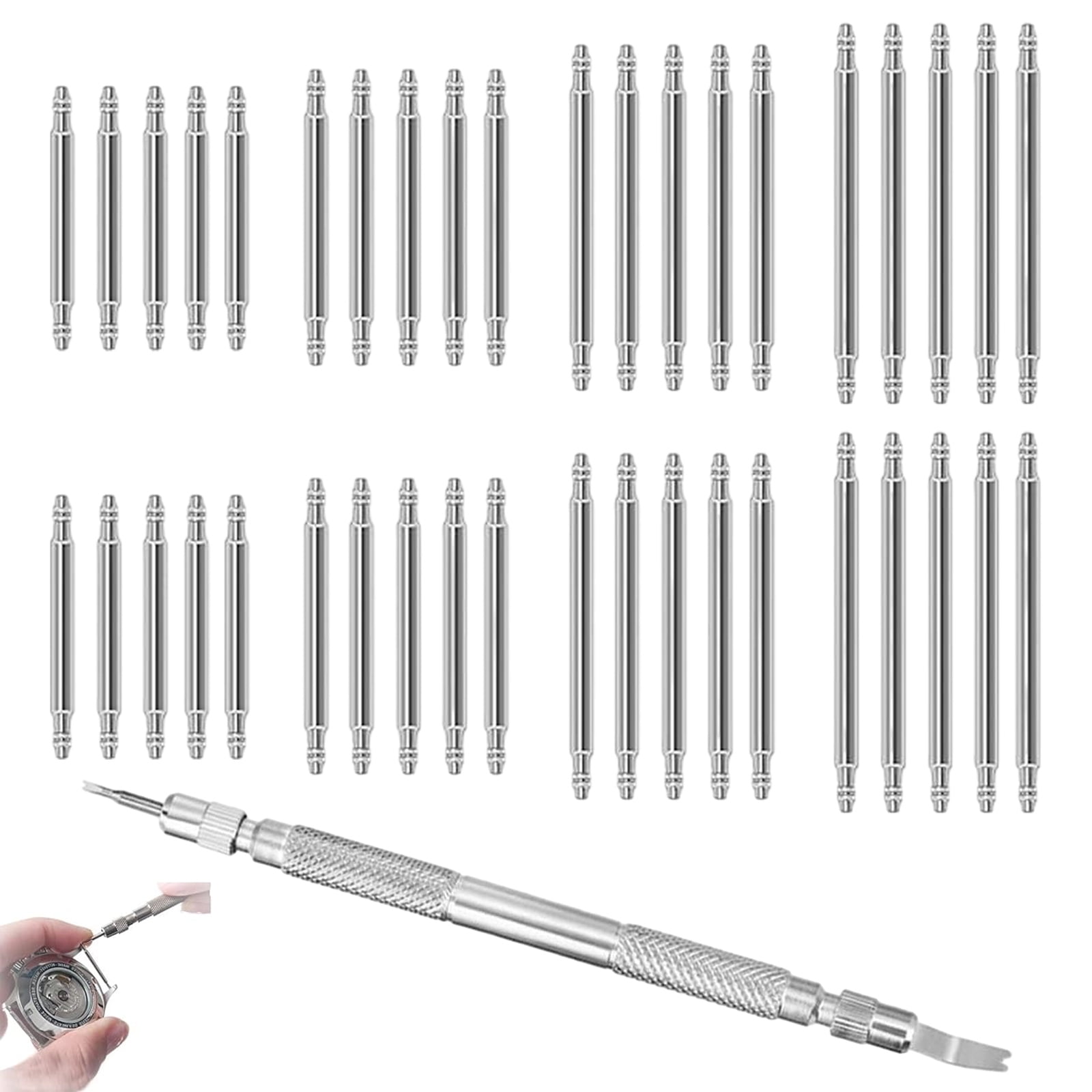 Watch Strap Spring Bars Pins, 40 Pcs Double Flanged Replacement Bar in ...