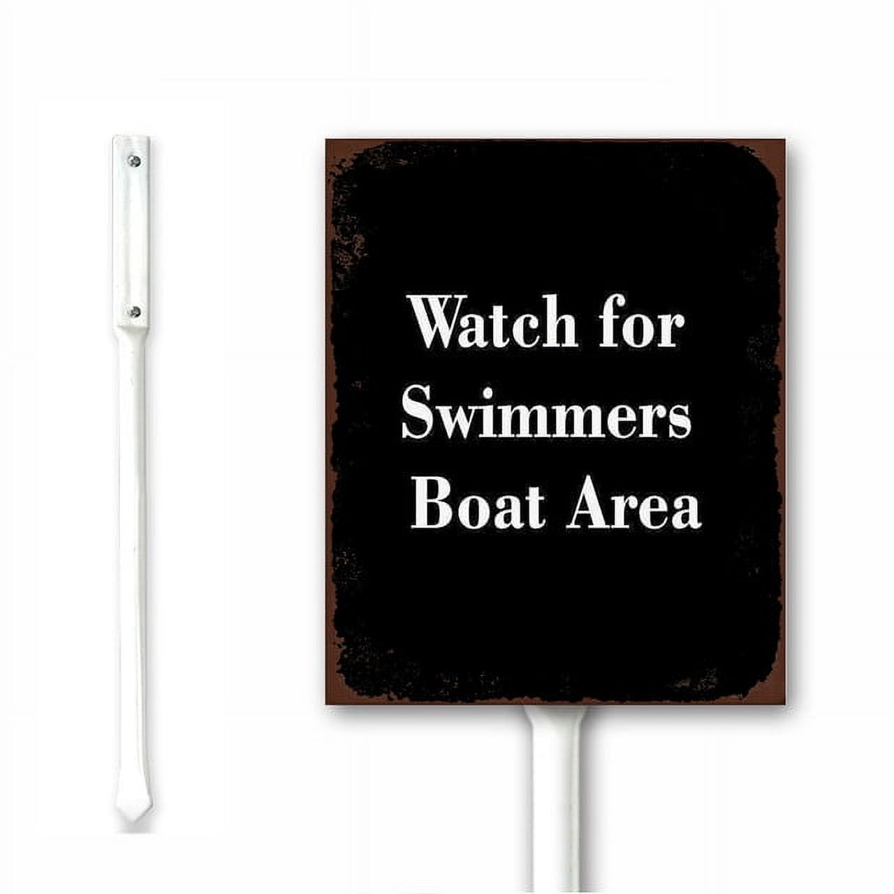 Watch for Swimmers - Boat Area Black Yard Sign With Stake, Rustic Lawn ...