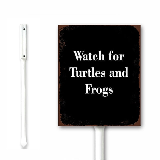 Watch for Turtles and Frogs Black Yard Sign With Stake, Rustic Lawn ...