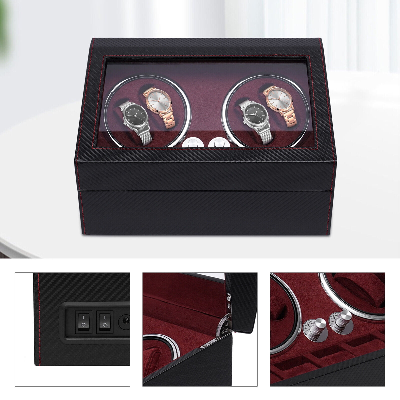 Watch Winder for 4 Automatic Watches, with Extra 6 Watch Storages ...