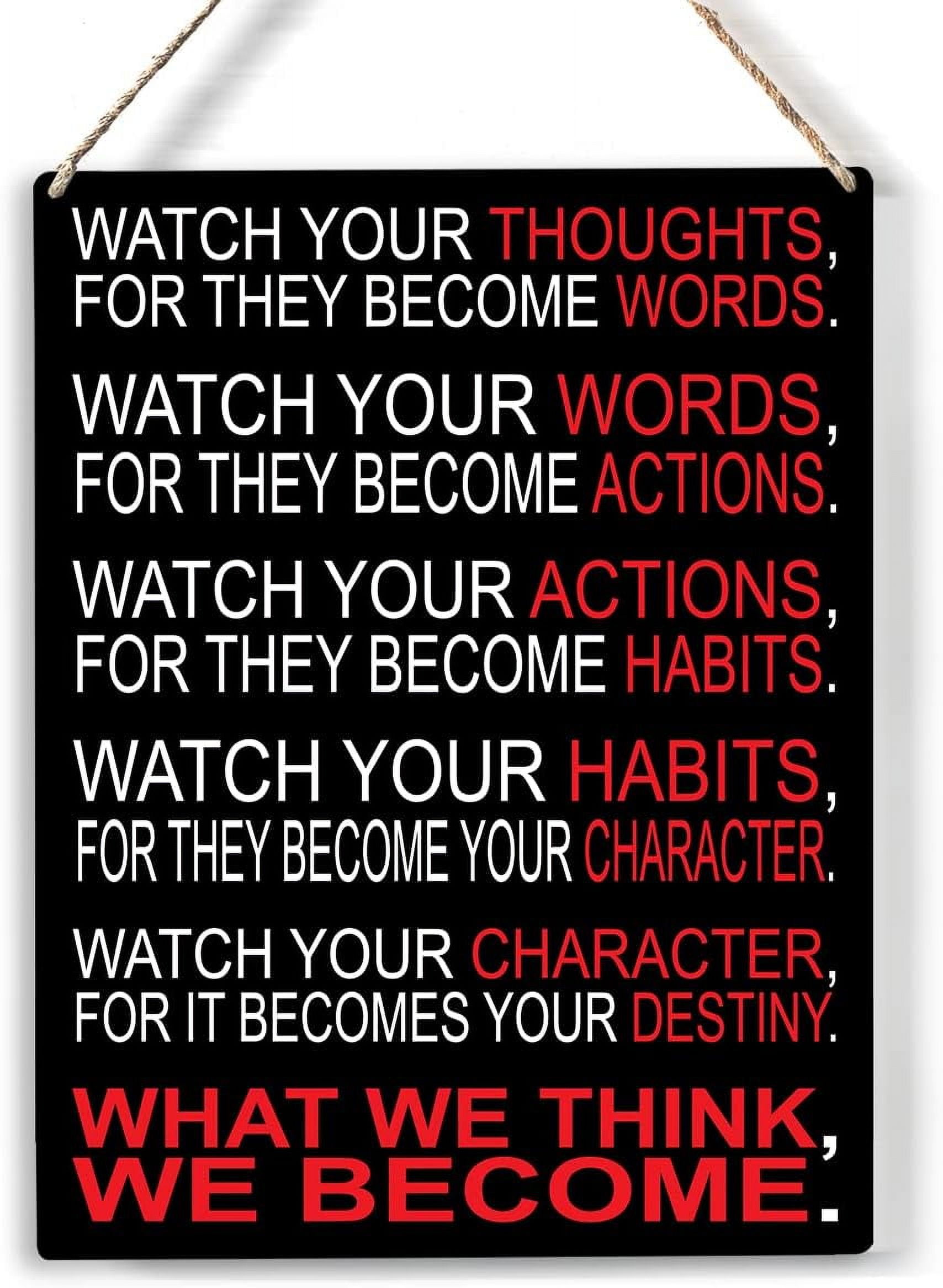 Watch Your Actions for They Become Habits Wood Sign Inspirational Quote ...