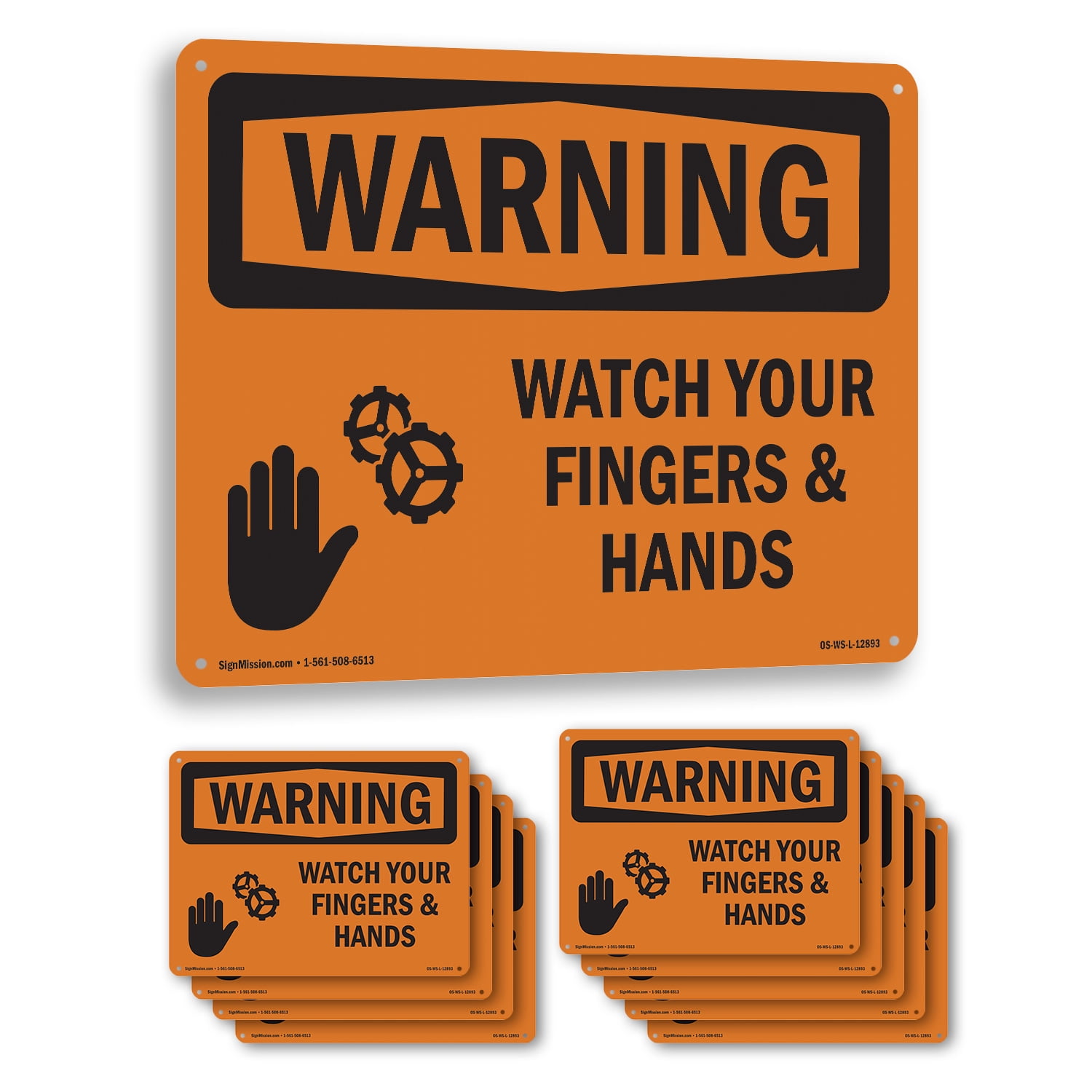 Watch Your Fingers And Hands OSHA WARNING Aluminum Sign 24 Inch x 18 ...