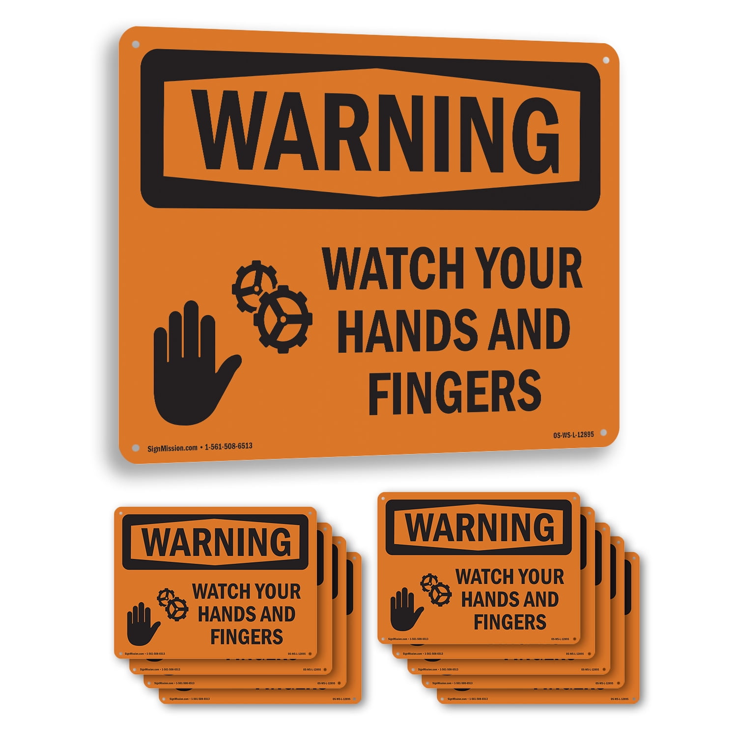 Watch Your Hands And Fingers OSHA WARNING Rigid Plastic Sign 10 Inch x ...