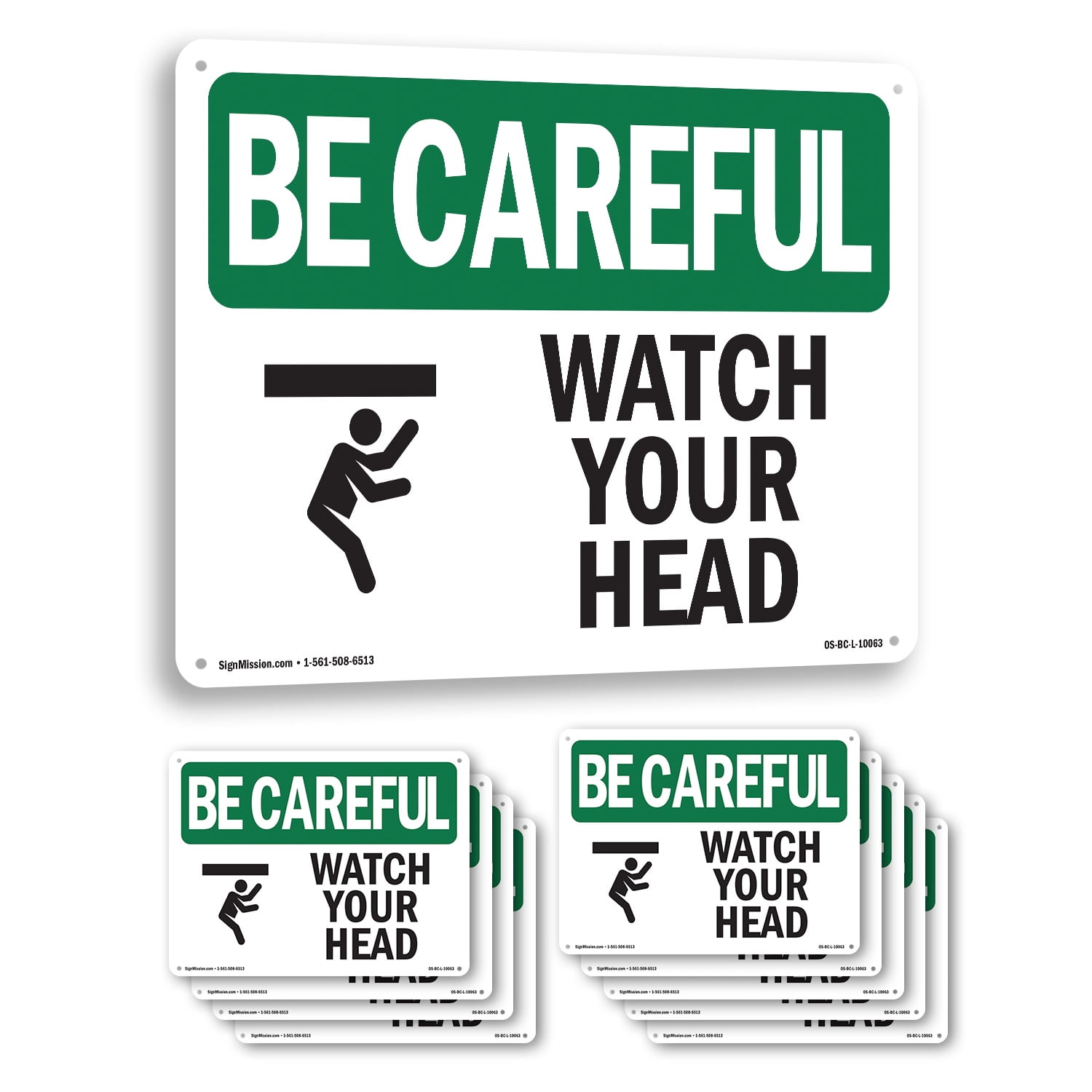 Watch Your Head OSHA Be Careful Rigid Plastic Sign 24 Inch x 18 Inch ...