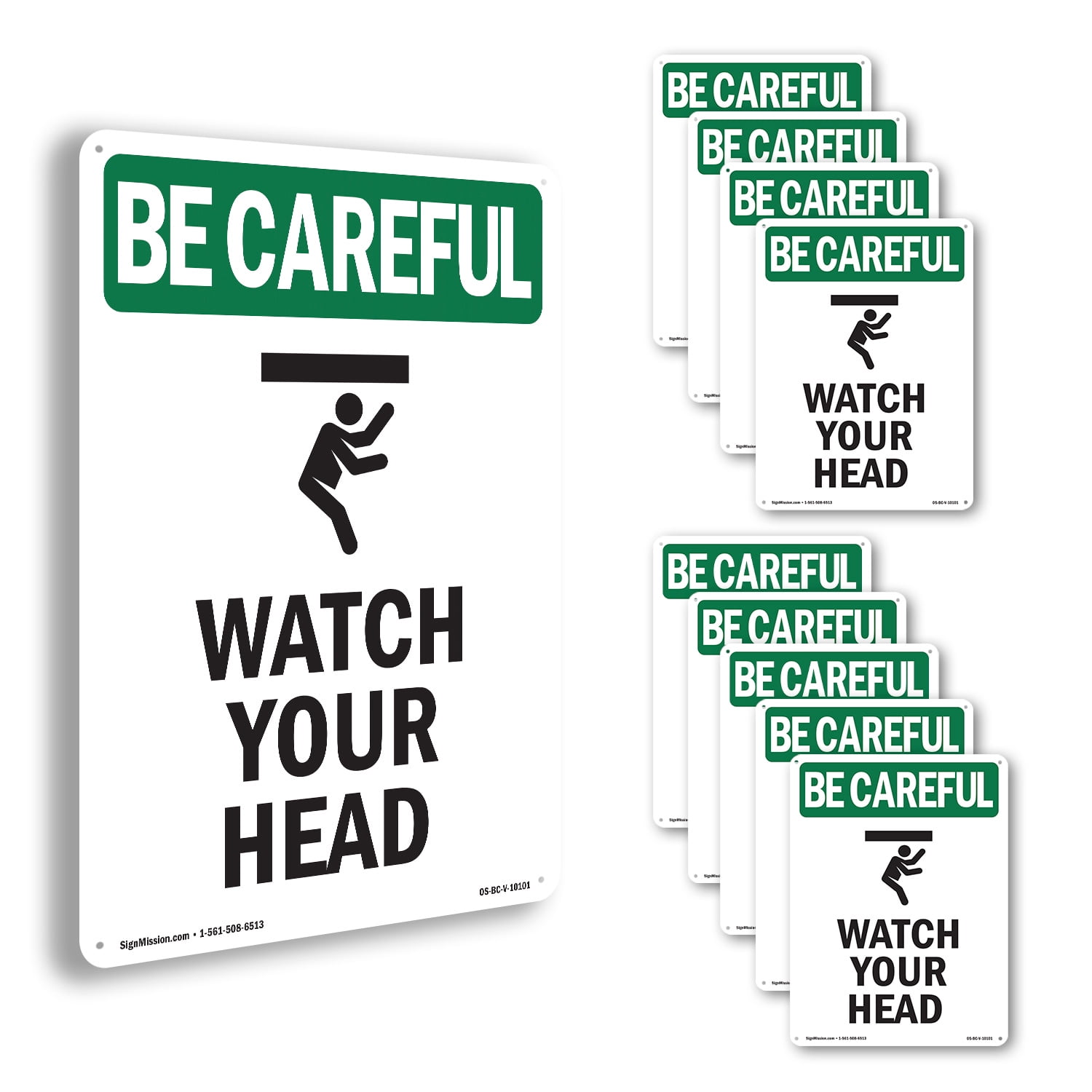Watch Your Head OSHA Be Careful Rigid Plastic Sign 24 Inch x 18 Inch ...
