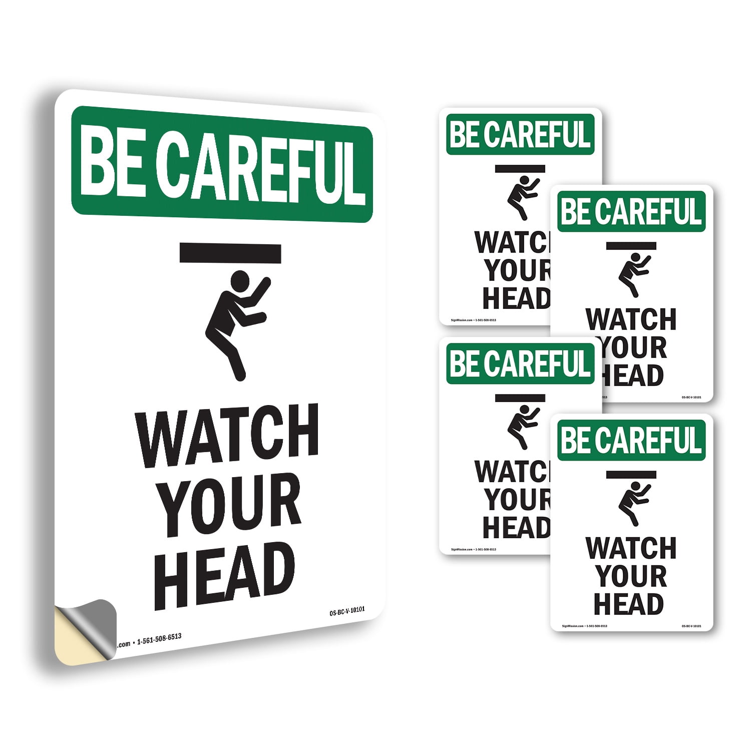 Watch Your Head OSHA Be Careful Vinyl Decal Label 10 Inch x 7 Inch - 5 ...