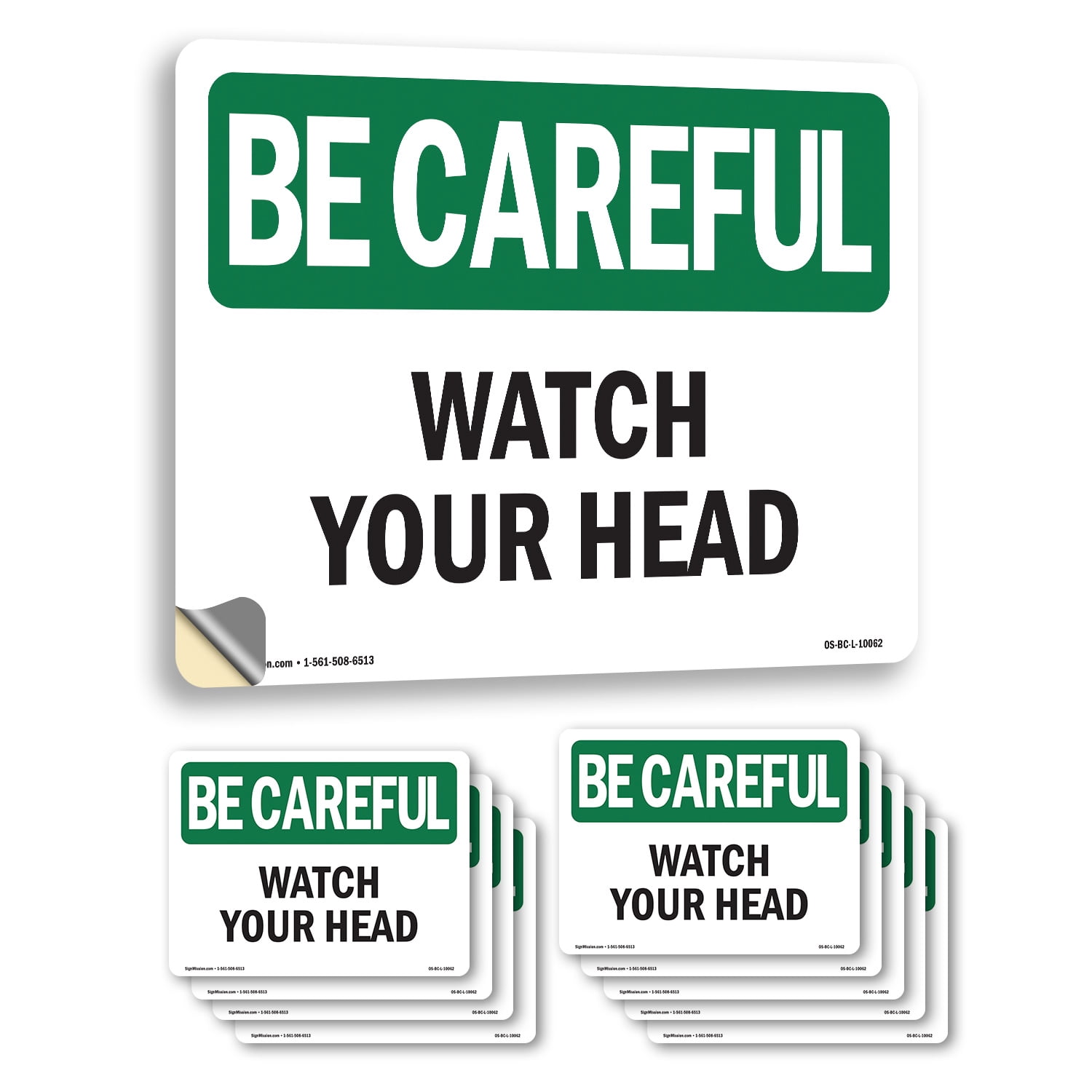 Watch Your Head OSHA Be Careful Vinyl Decal Label 5 Inch x 3.5 Inch ...