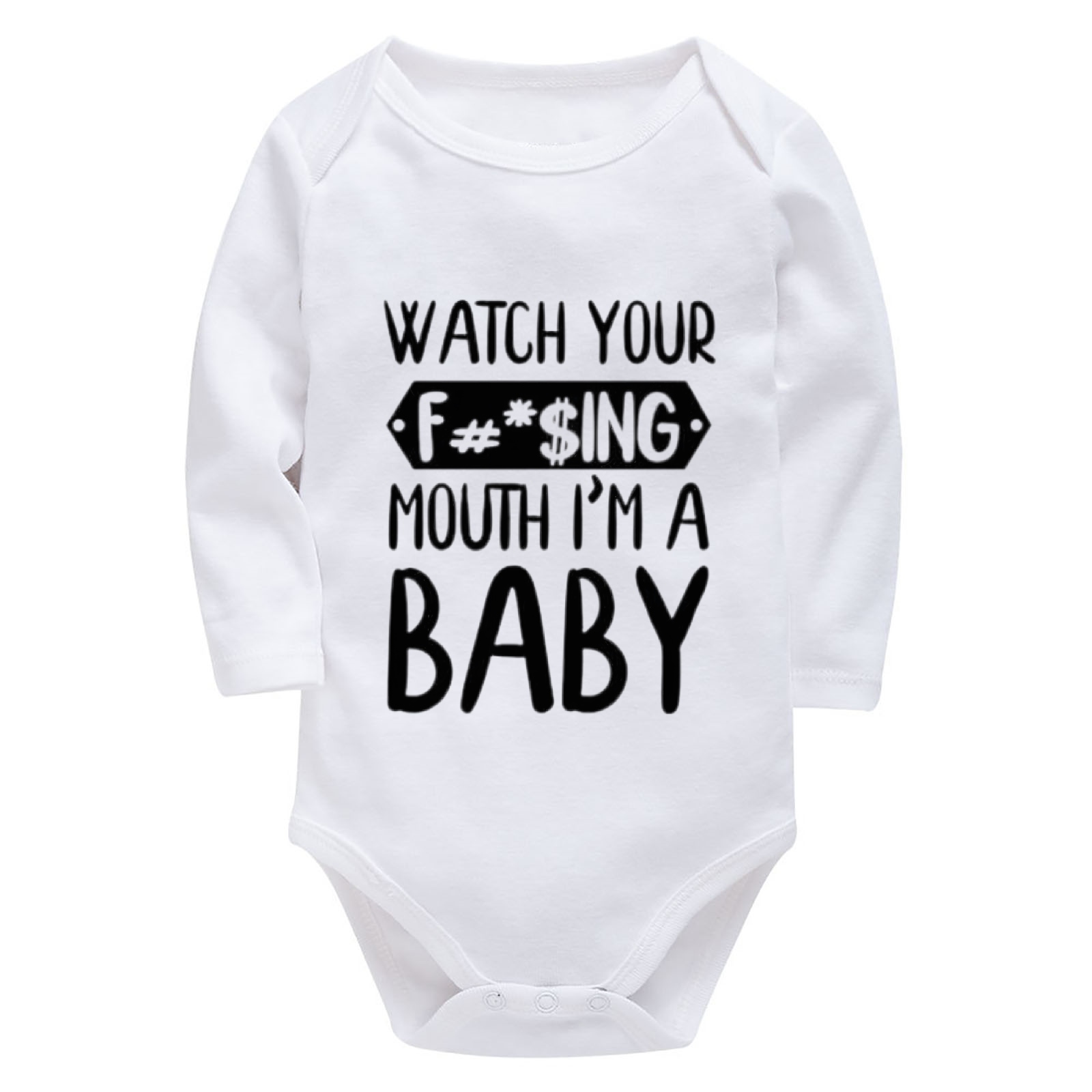 Watch Your Mouth I'm A Baby Going Home Outfit Long Sleeve Baby Girl ...
