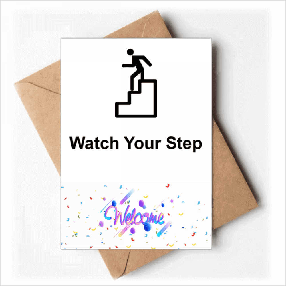 Watch Your Step Black Symbol Pattern Welcome Back Greeting Cards ...