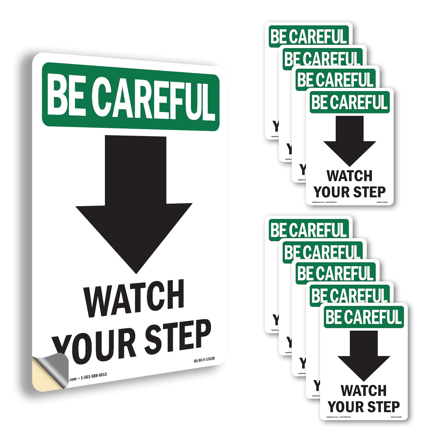Watch Your Step [Down Arrow] With Symbol OSHA Be Careful Vinyl Decal ...