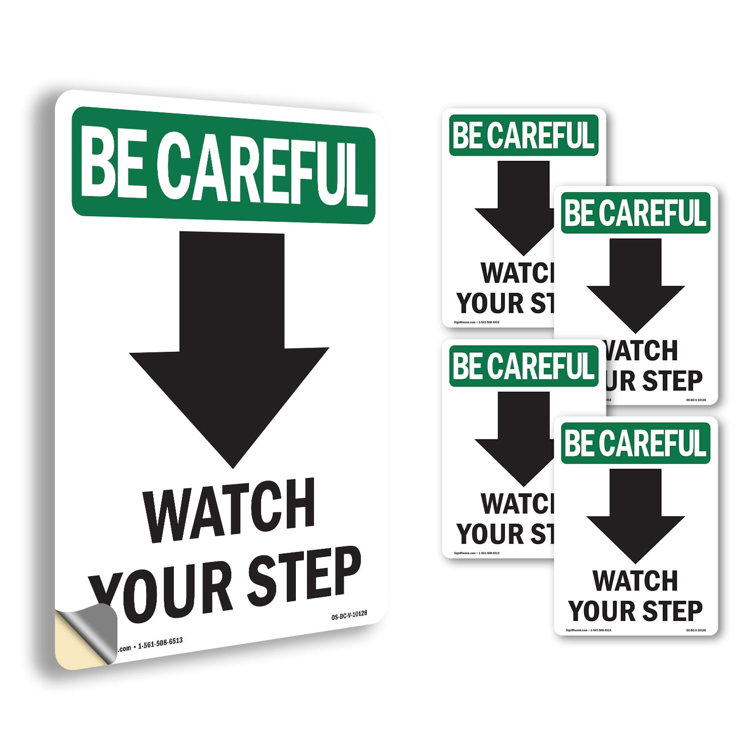 Watch Your Step [Down Arrow] With Symbol OSHA Be Careful Vinyl Decal ...