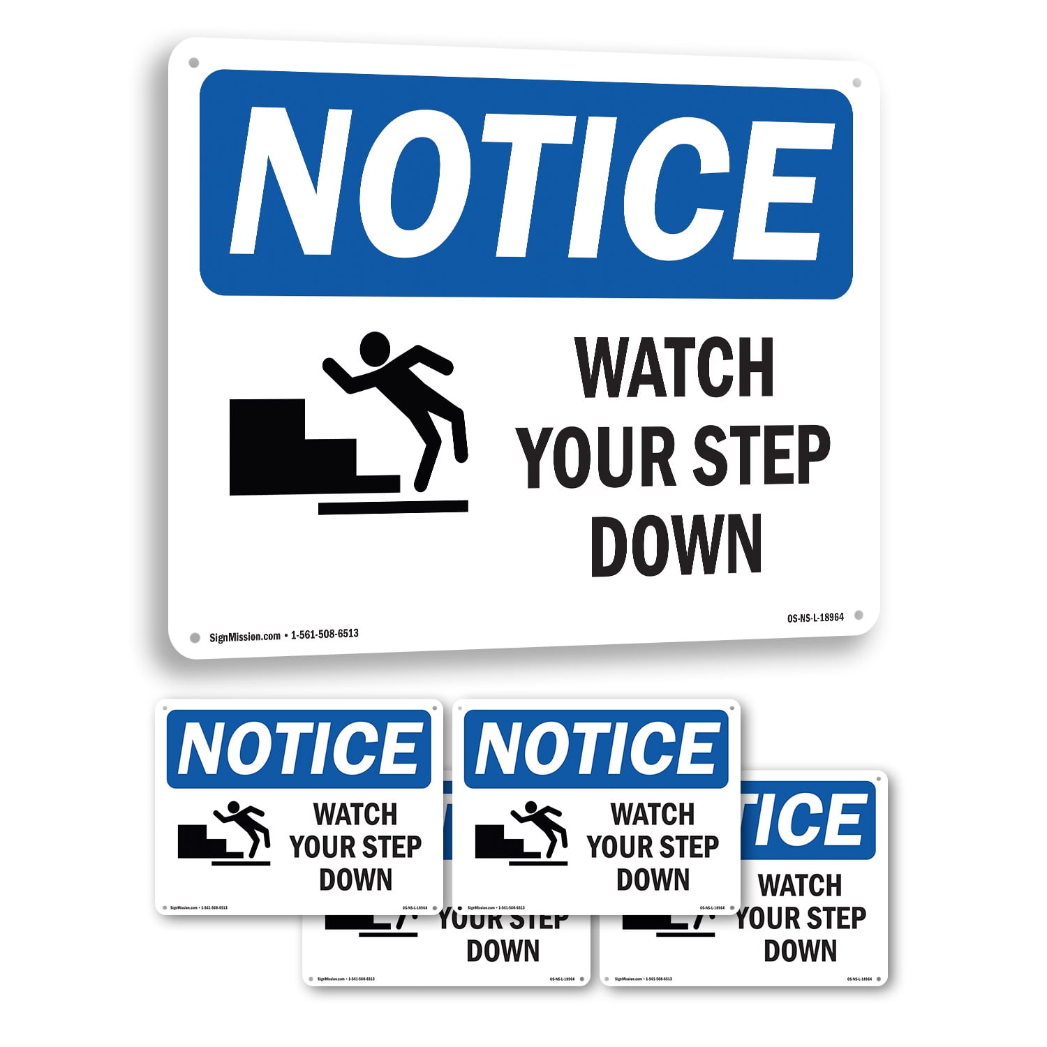 Watch Your Step Down OSHA Notice Aluminum Sign 10 Inch x 7 Inch - 5 ...