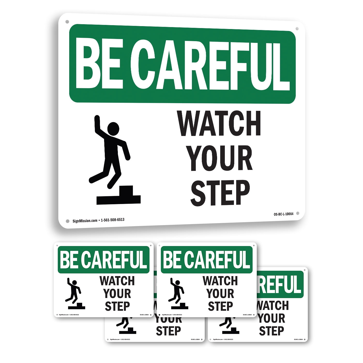Watch Your Step OSHA Be Careful Rigid Plastic Sign 18 Inch x 12 Inch ...