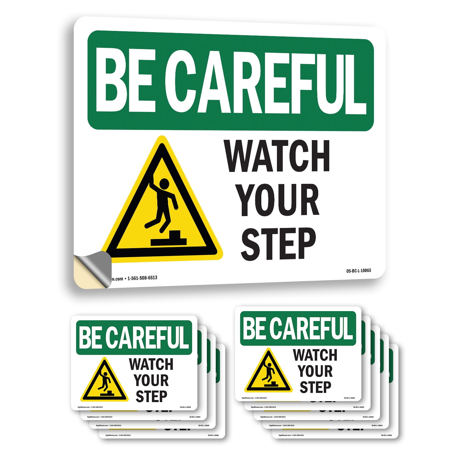 Watch Your Step OSHA Be Careful Vinyl Decal Label 24 Inch x 18 Inch ...