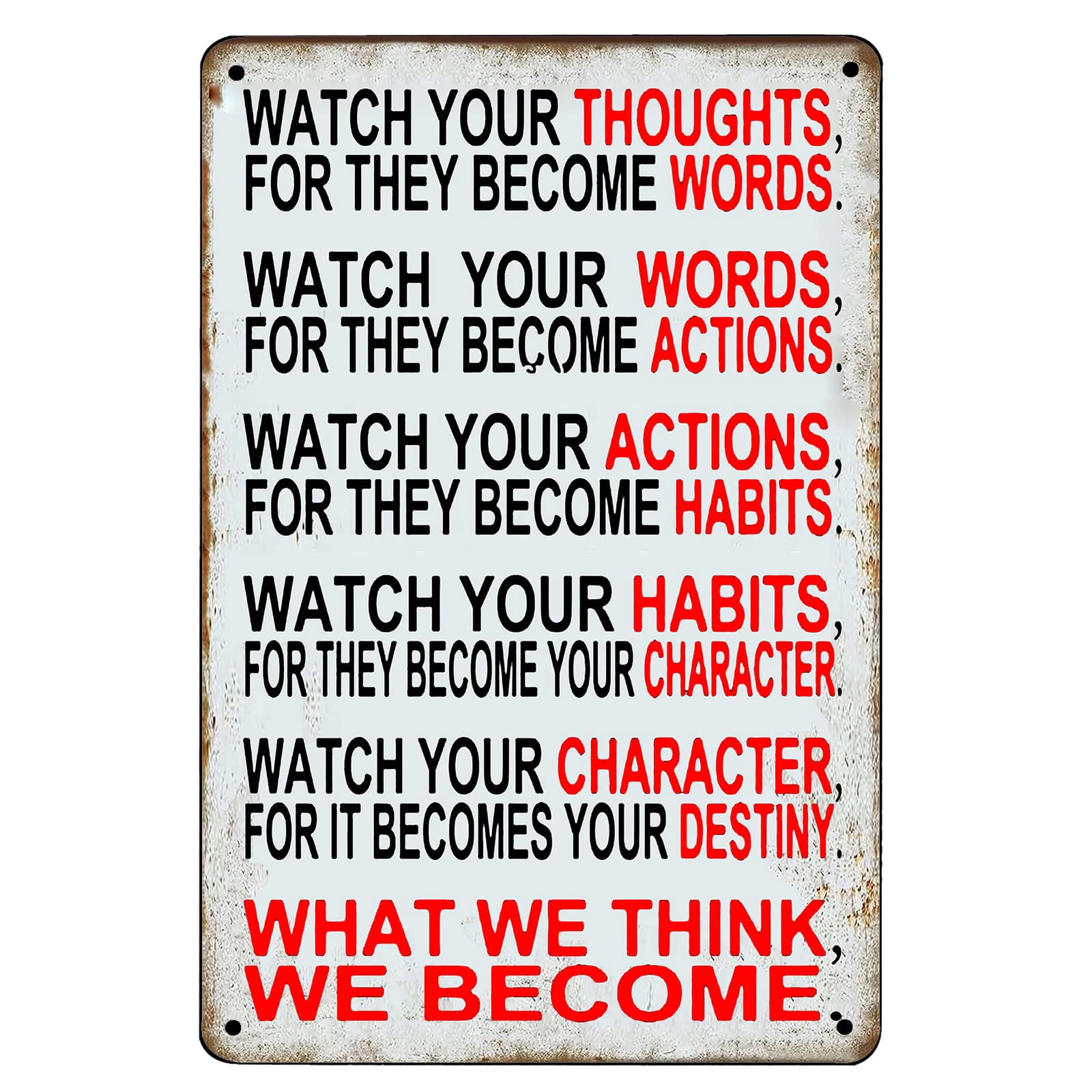 Watch Your Thoughts Inspirational Quotes Vintage Metal Sign ...