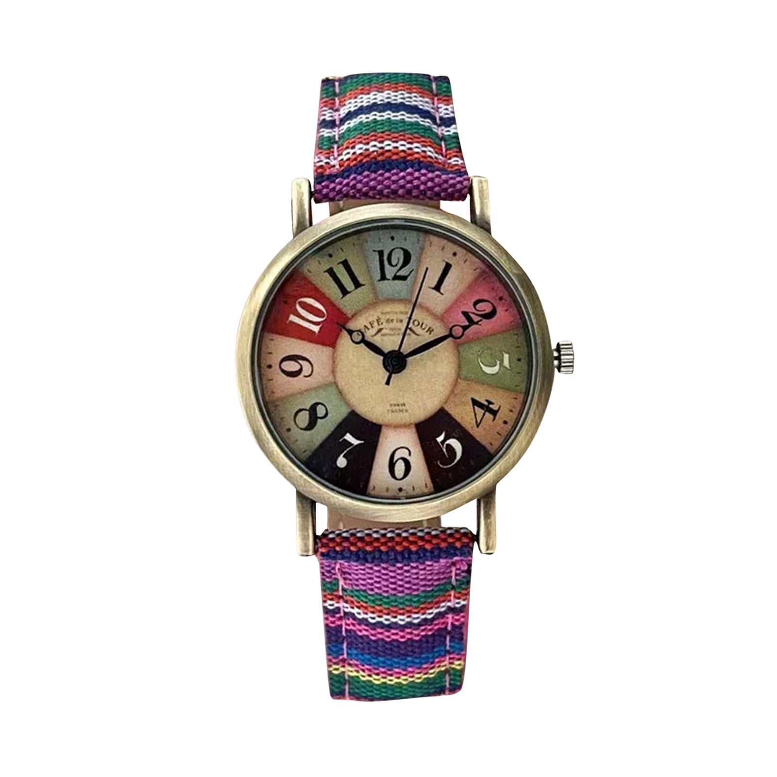 Watches for Women with Stainless Watch Band Multicolour Rainbow Pattern ...