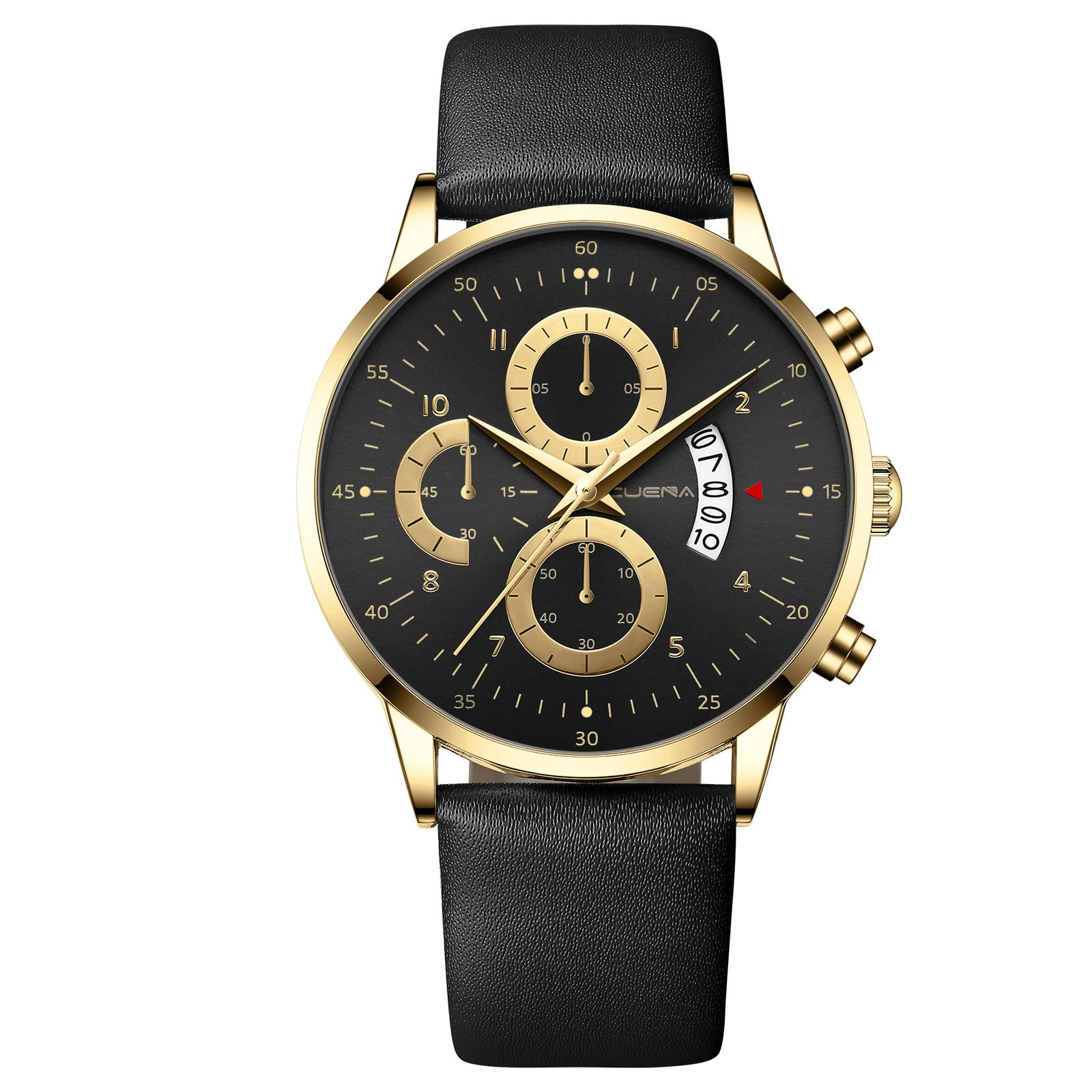 Watches for Men Fashion Sport Stainless Steel Case Leather Band Quartz ...