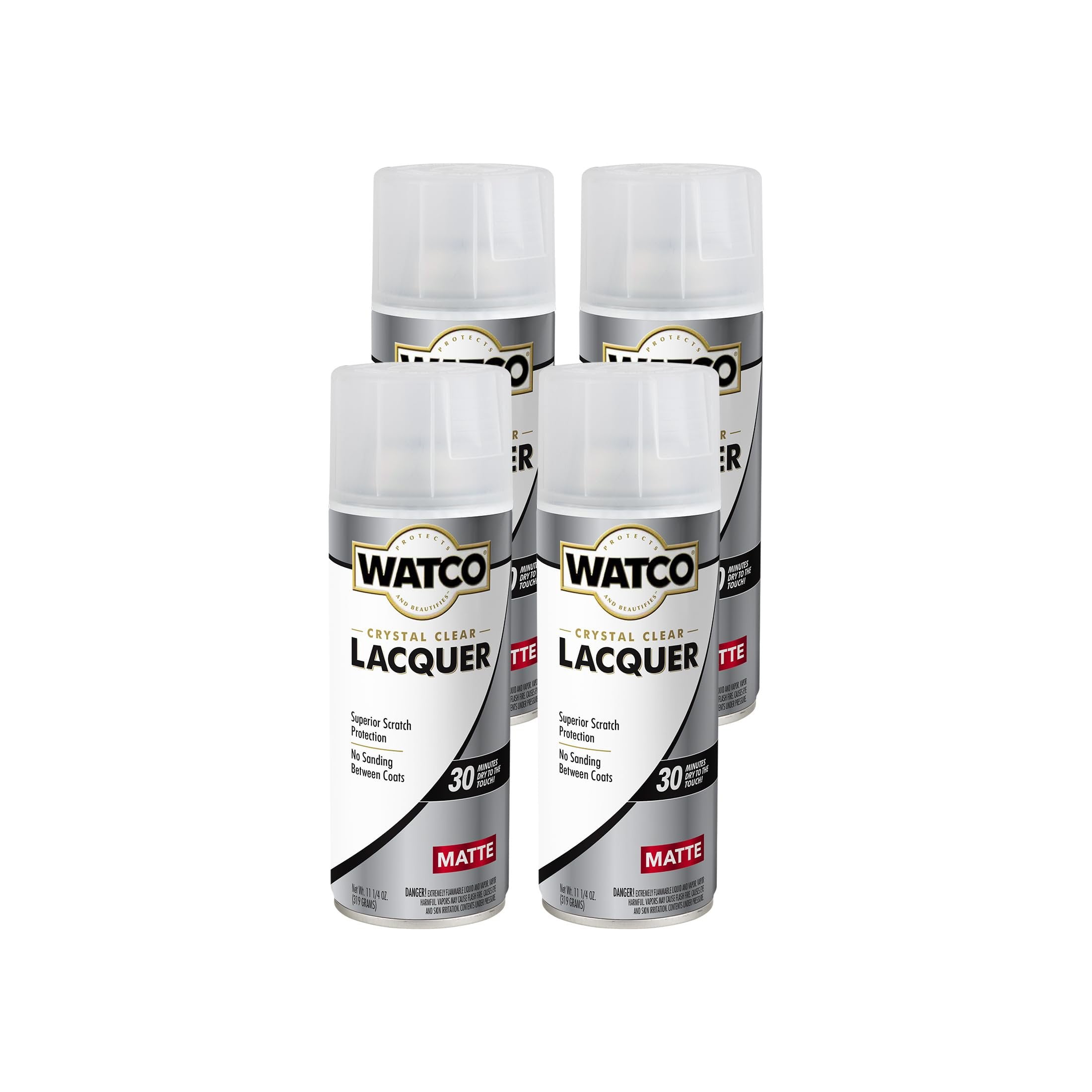 Watco 330122-4PK Lacquer Clear Wood Finish Spray, 11.25 oz, Clear Matte ...
