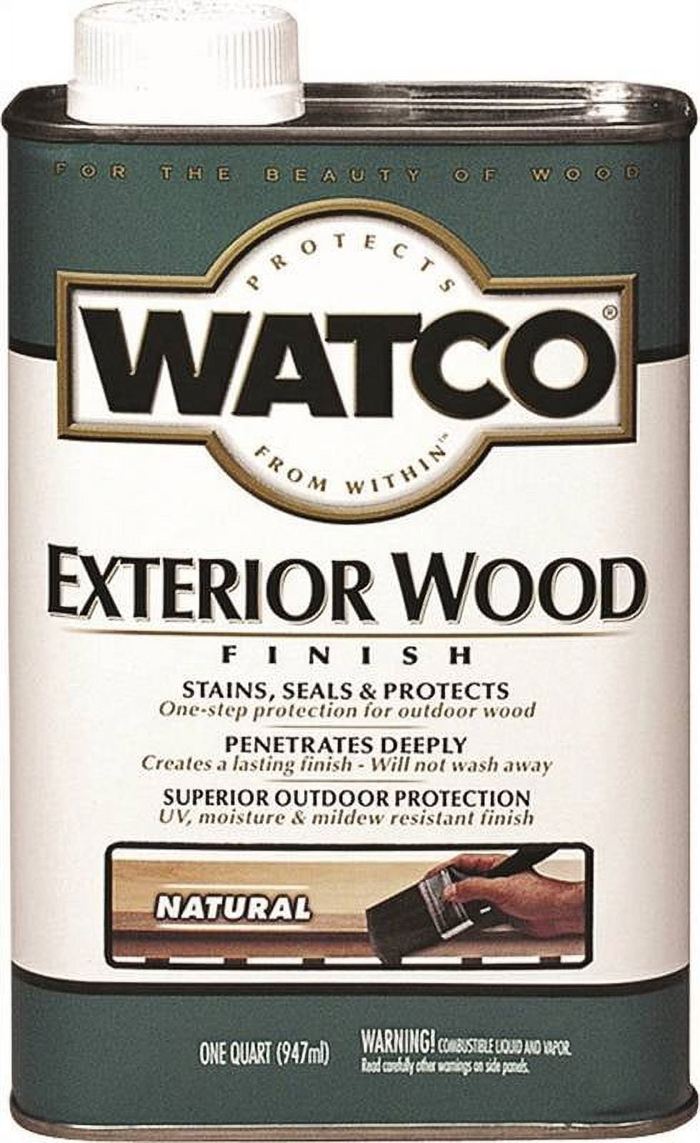 Watco Exterior Wood Finish Quart, Water-Repellent UV Resistant Outdoor ...