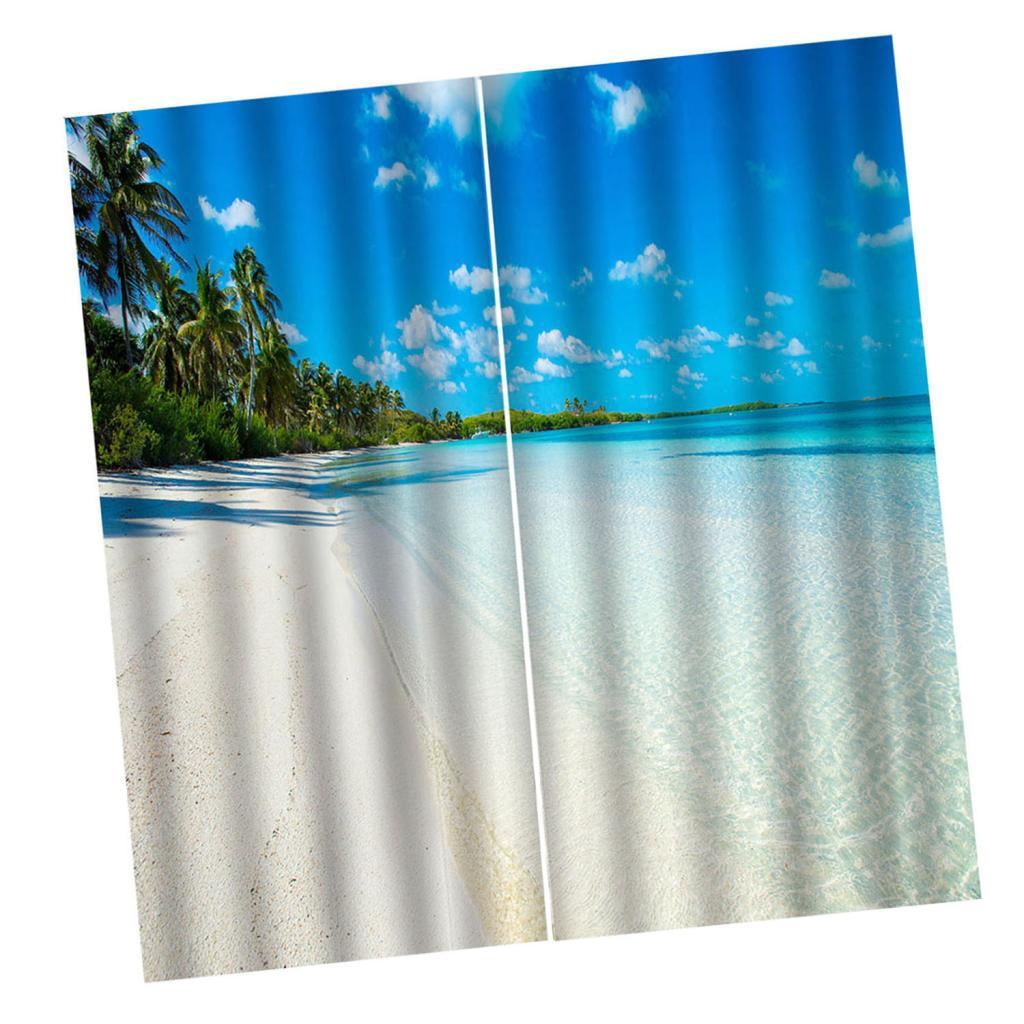 Water 3D Curtain Drape Panels Light Reducing for Kids Bedroom 150x166cm ...