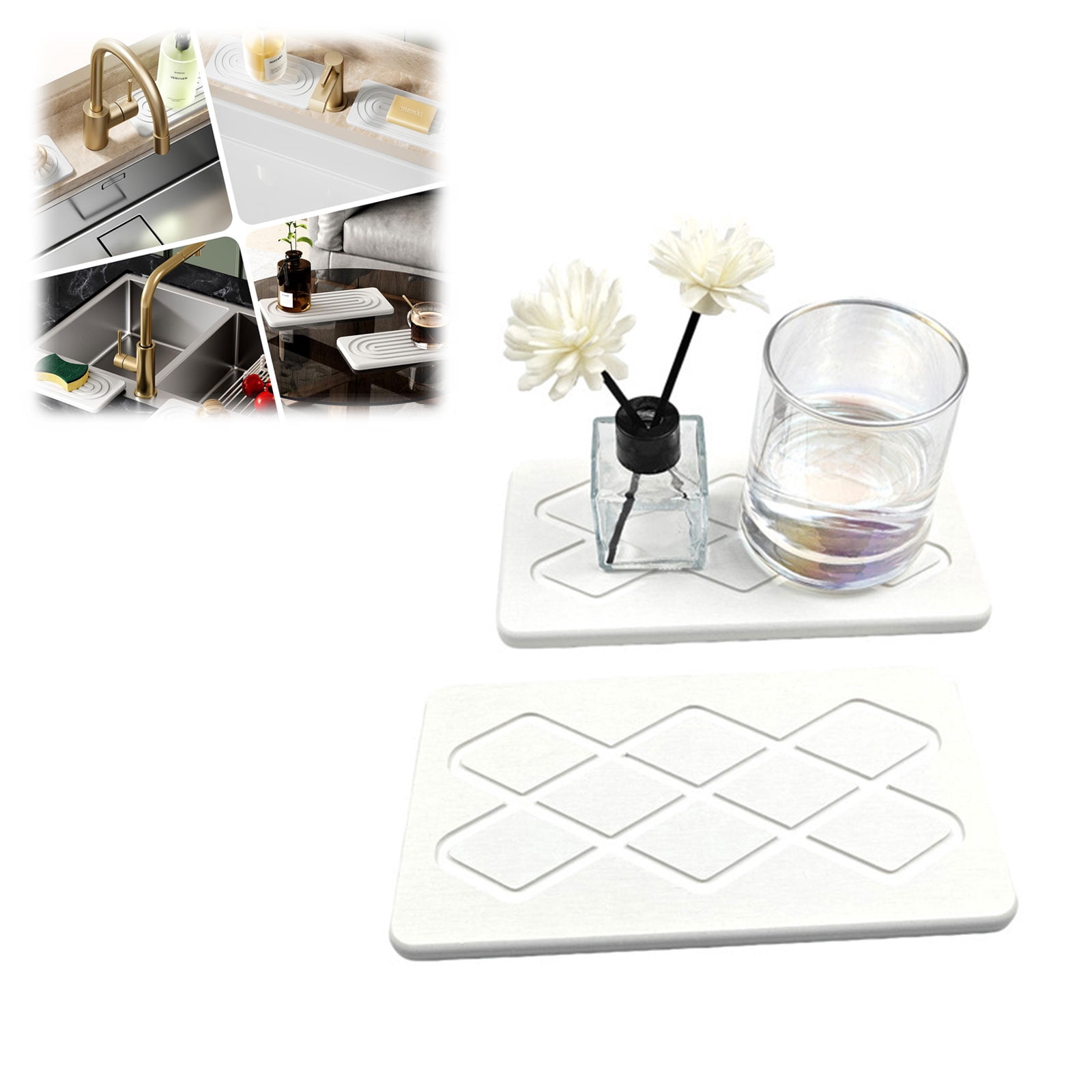 Water Absorbing Stone Tray, Quick Drying Diatomite Bathroom Countertop ...