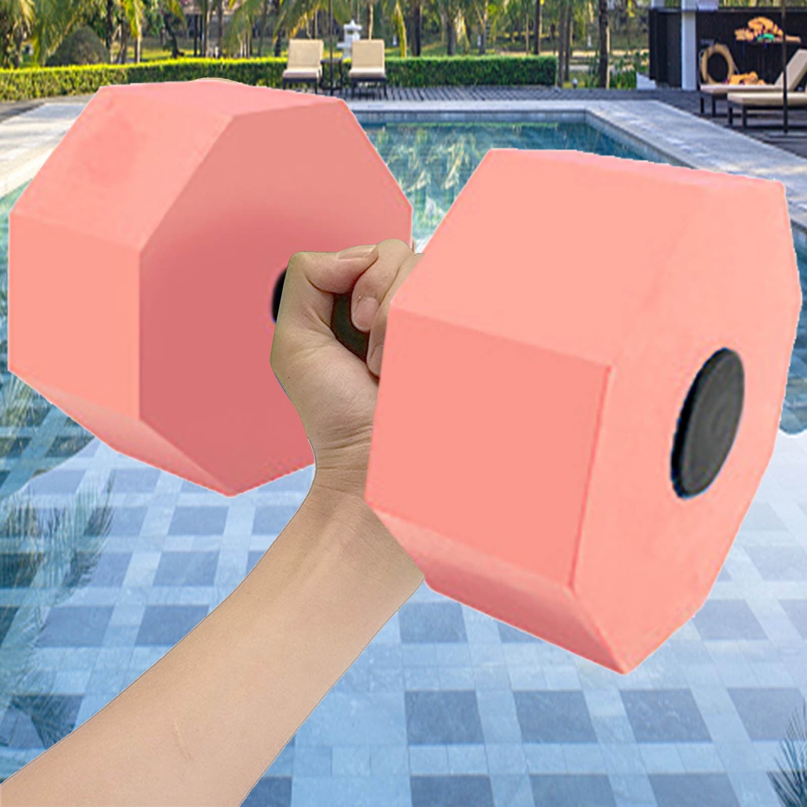 Water Aerobic Dumbbell, Octagonal Design, Floatable + Adjustable Weight ...