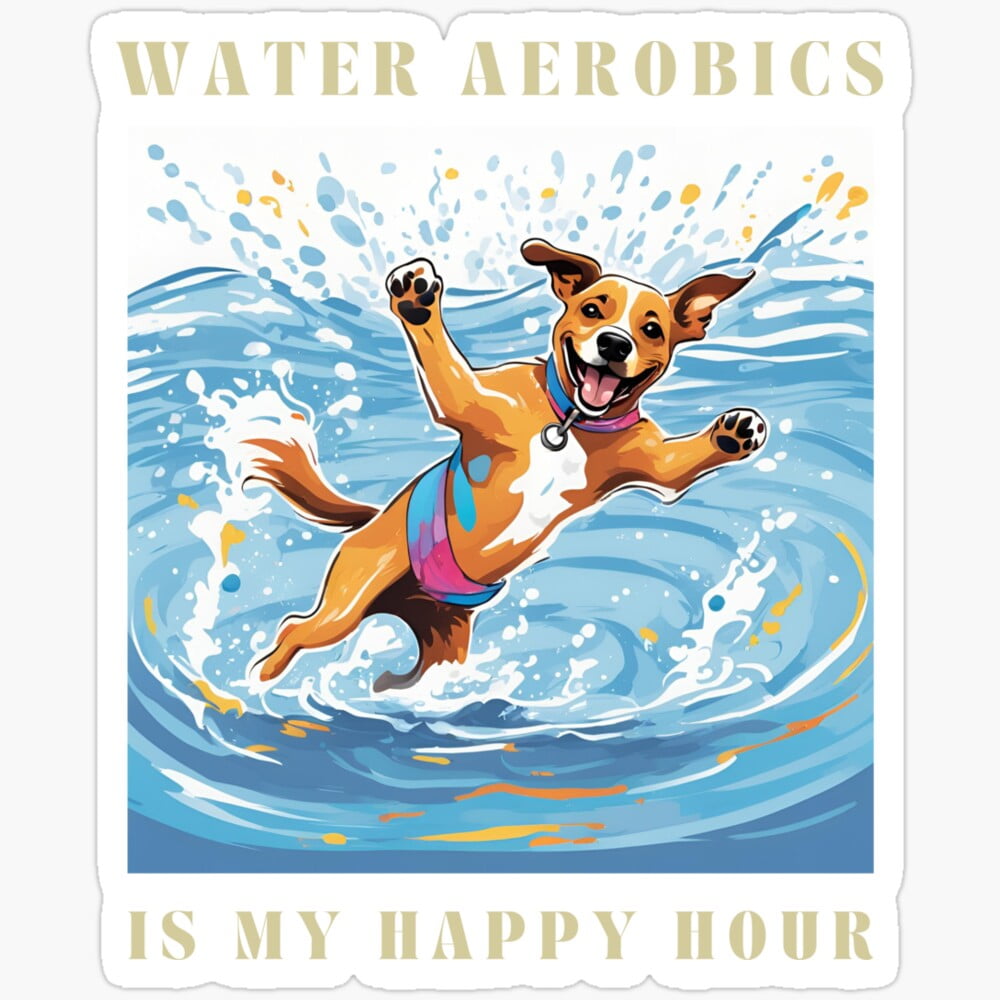 Water Aerobics Dog Sticker Phone Decal Water Bottle Stickers Car Decals ...