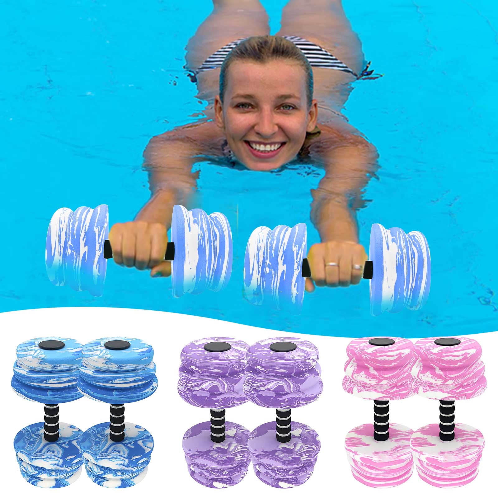 Water Aerobics Floating Dumbbells Set - 2 Piece Buoyancy Aquatic ...