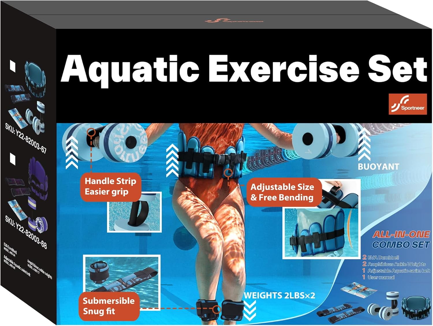 Water Aerobics Pool Exercise Equipment: Water Workout Combo Set ...