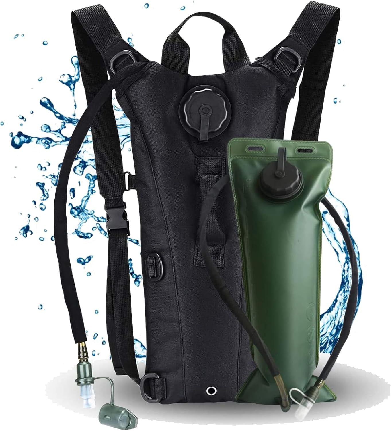 Water Backpack Black Hydration Backpack with 3 Liter Bladder Lightweight & Waterproof Hydration ...