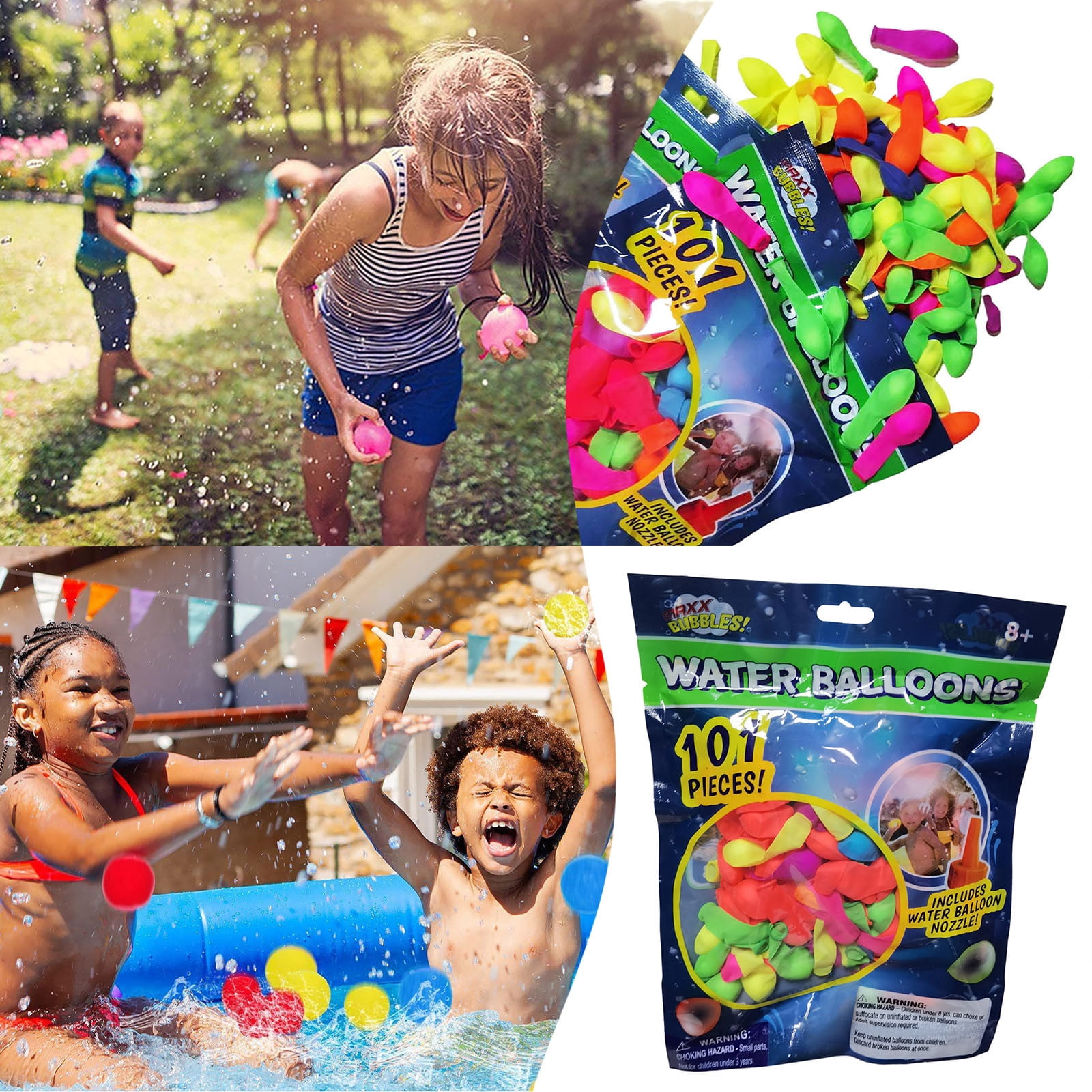 Water Balloons, 100 Water Balloons Per Pack with Hose Nozzle, Water ...