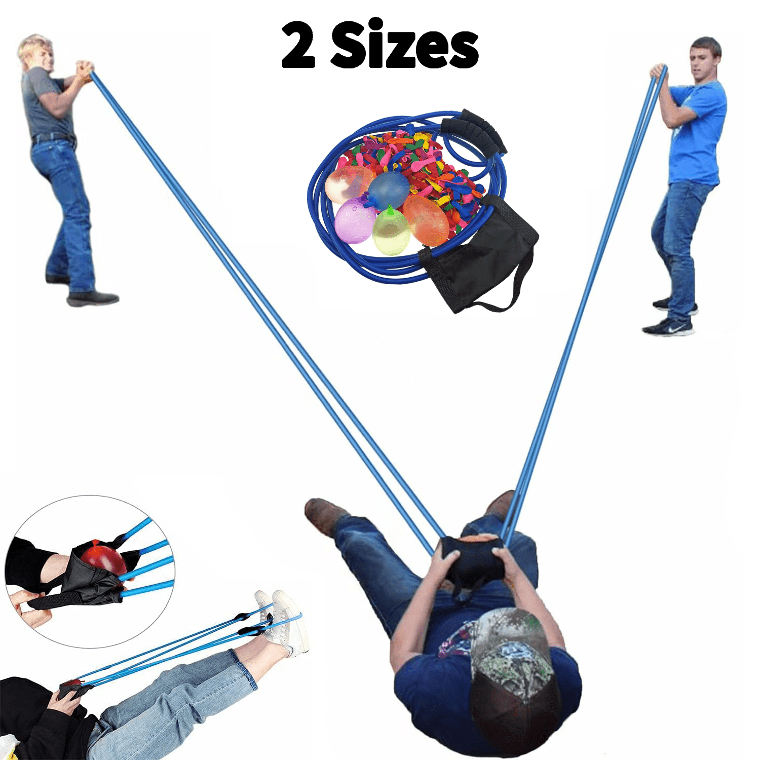 2 Pack Blue Water Balloons Launcher,3 Person Launcher Slingshot Water ...