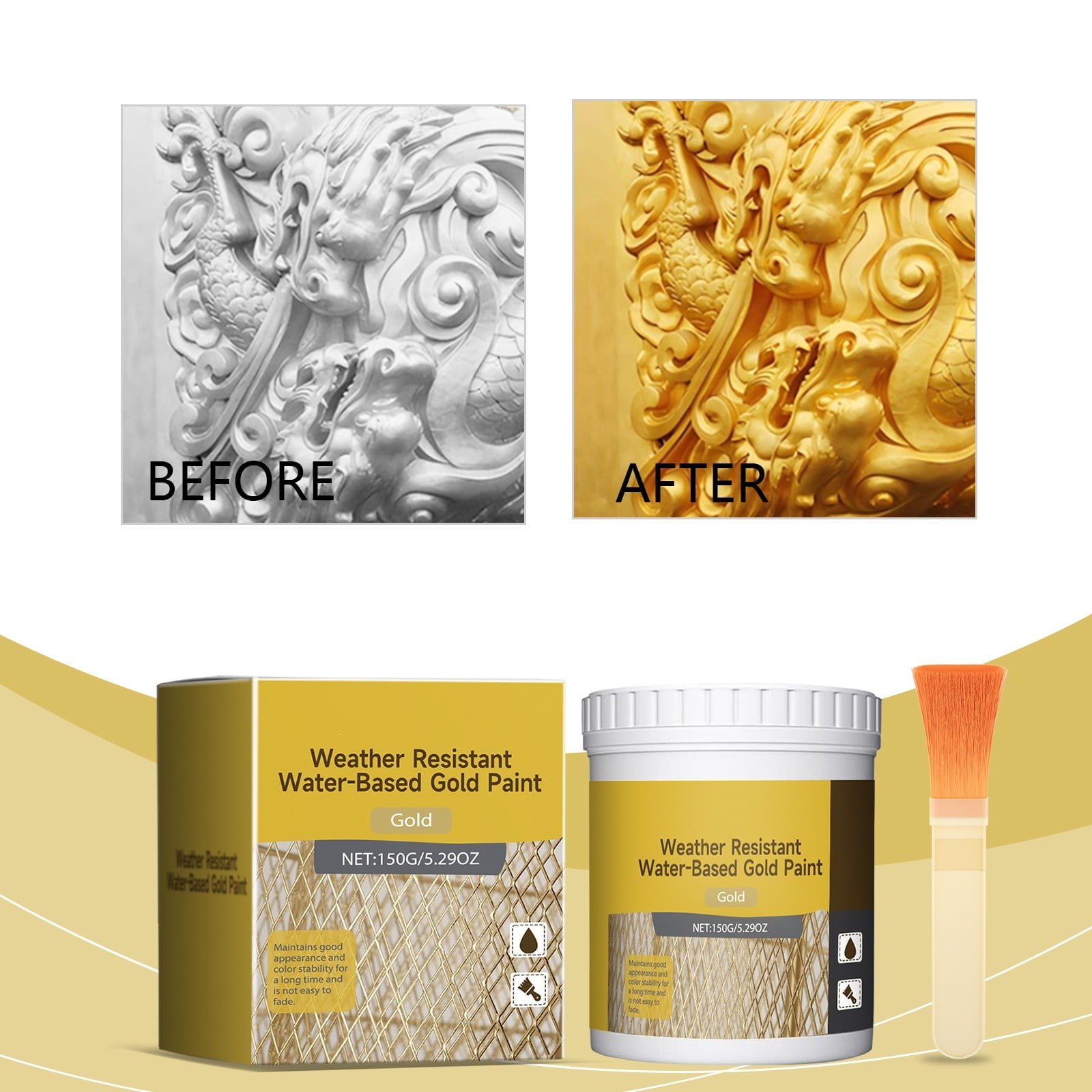 Water Based Gold Paint 165ml for Metal Posts, Decorative Outdoor Fence ...