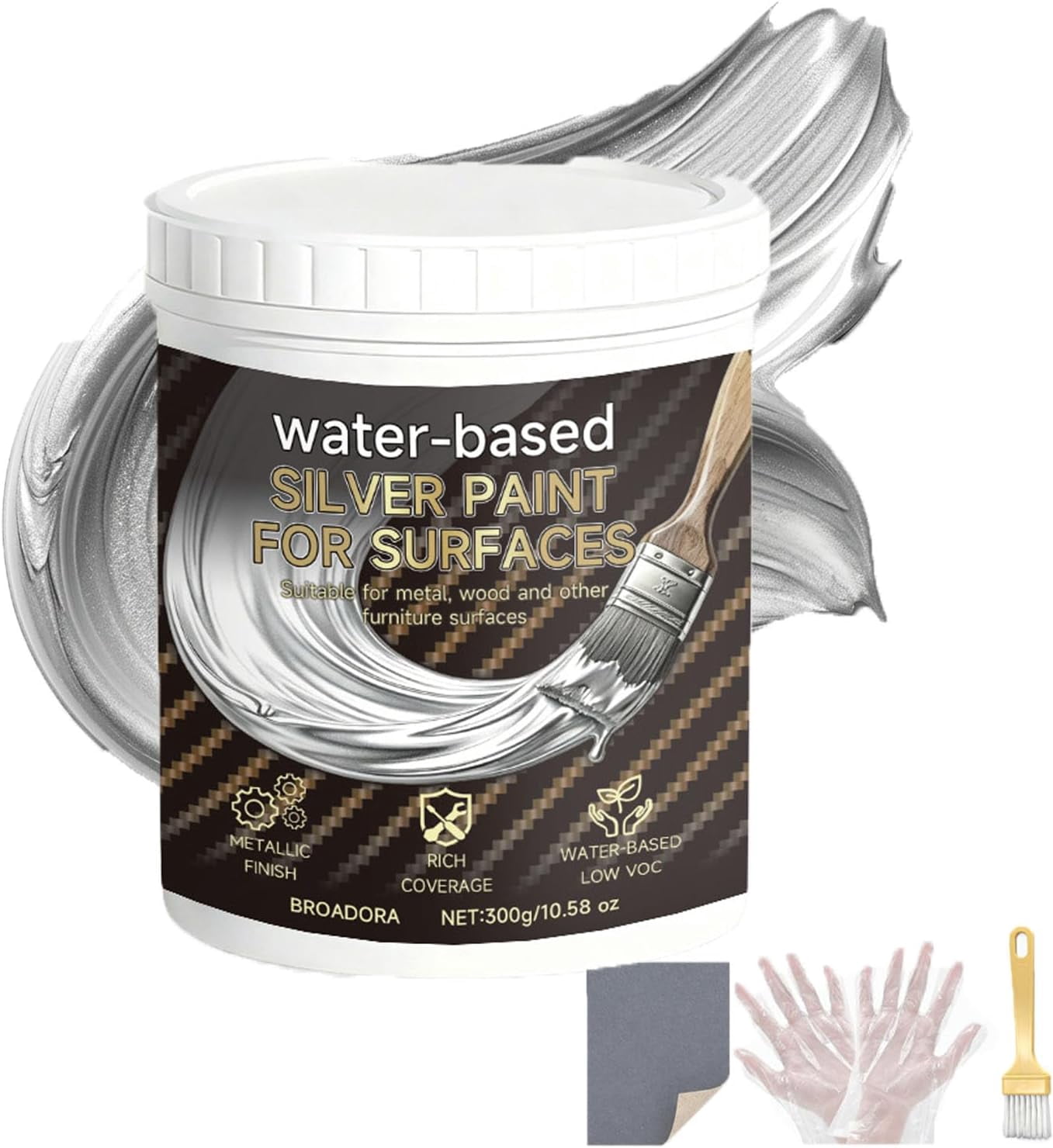 Water-Based Silver Paint For Metal & Wood, Quick-Drying, With A Shiny ...