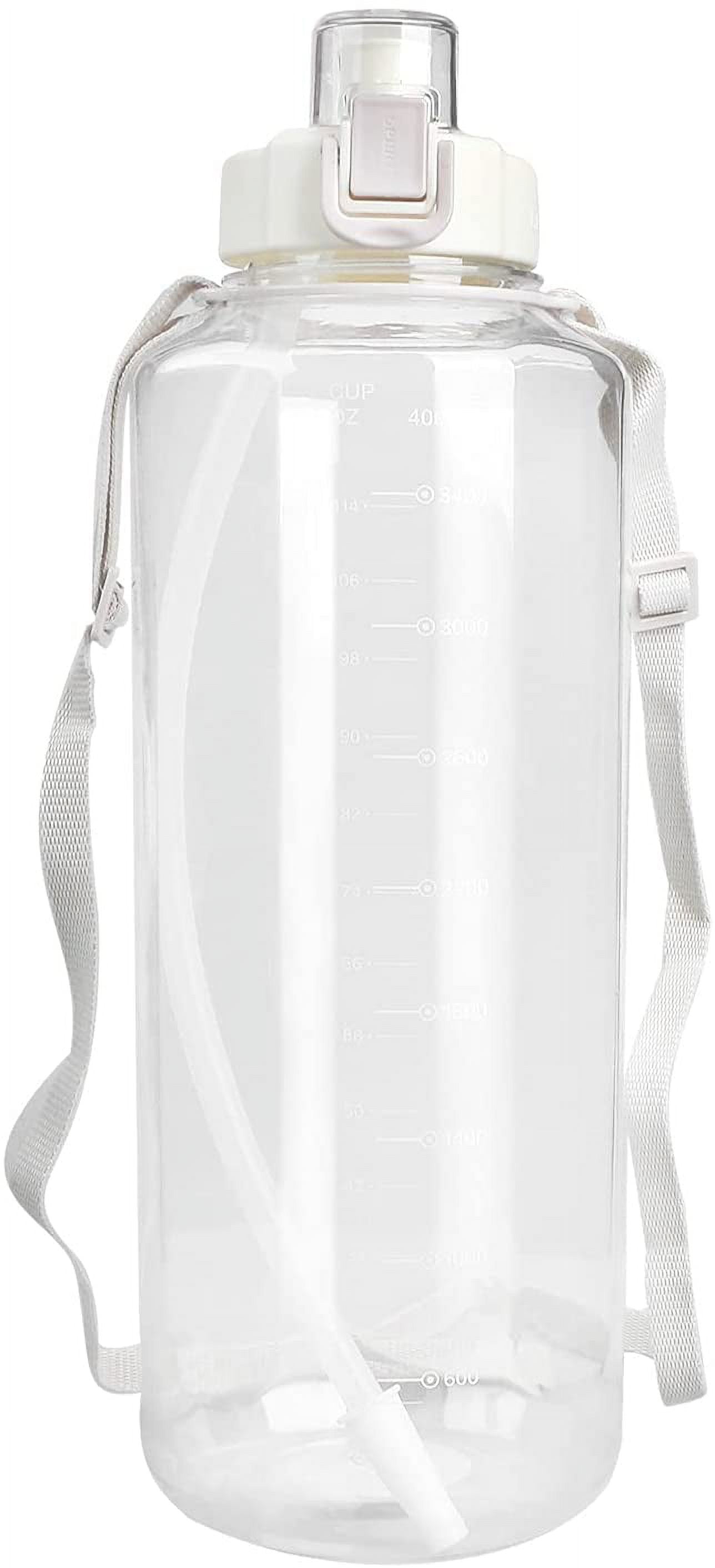 Water Bottle 1.05 Gallon/135 oz with Straw & Detachable Strap Large Sports Water Bottle for ...