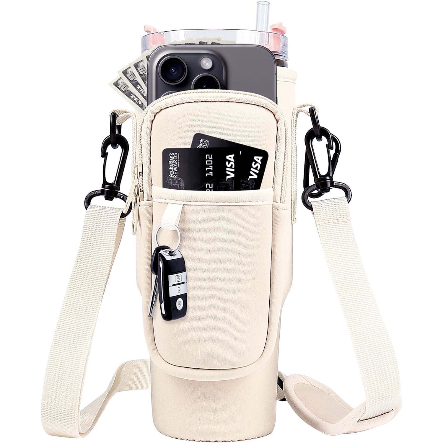 KUNGUGU Water Bottle Carrier Bag with Phone Pocket for Stanley 40oz ...