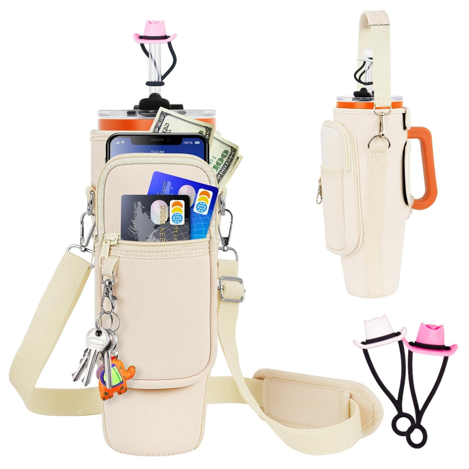 Water Bottle Carrier Bag with Phone Pocket Compatible with Stanley ...