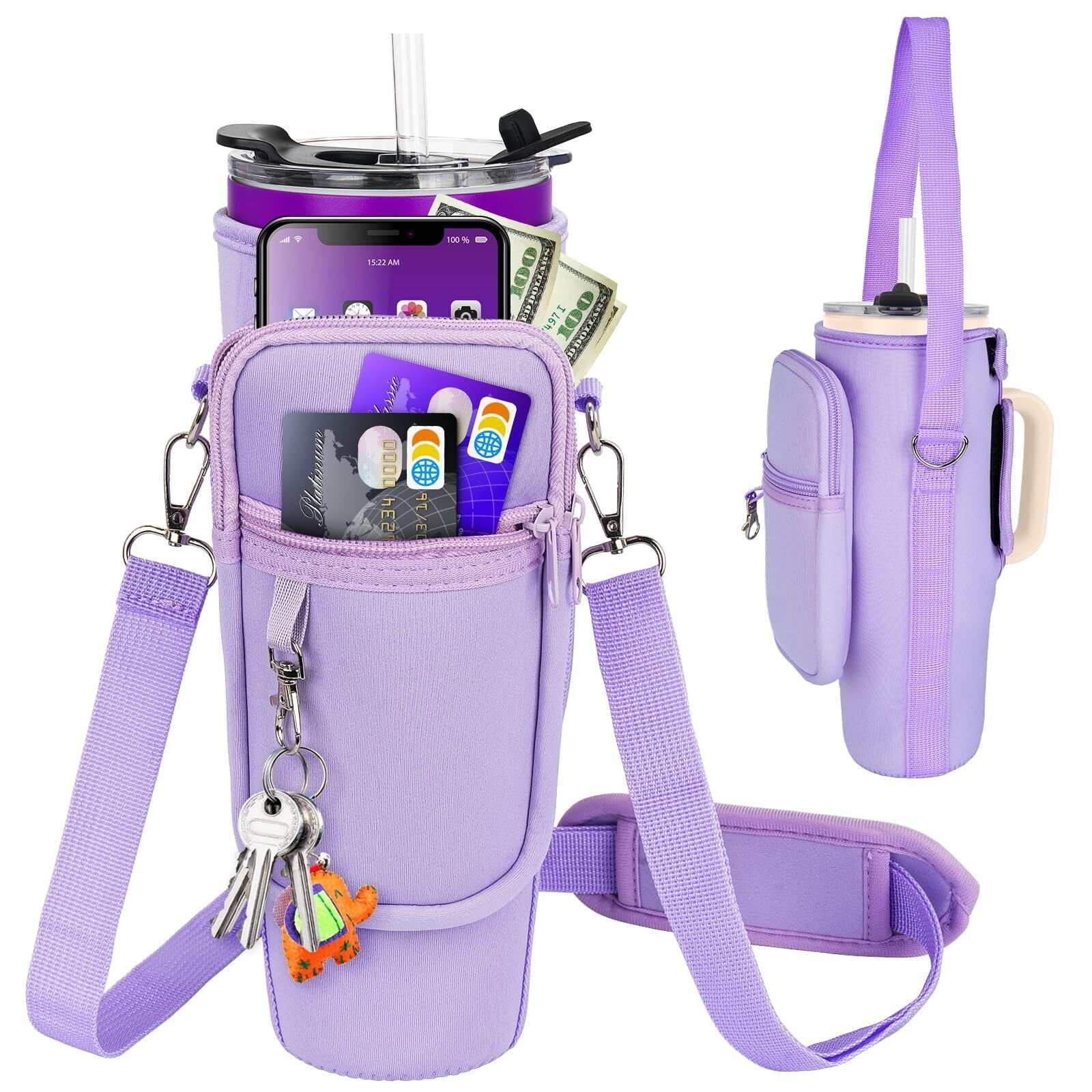 Water Bottle Carrier Bag with Phone Pocket Compatible with Stanley ...