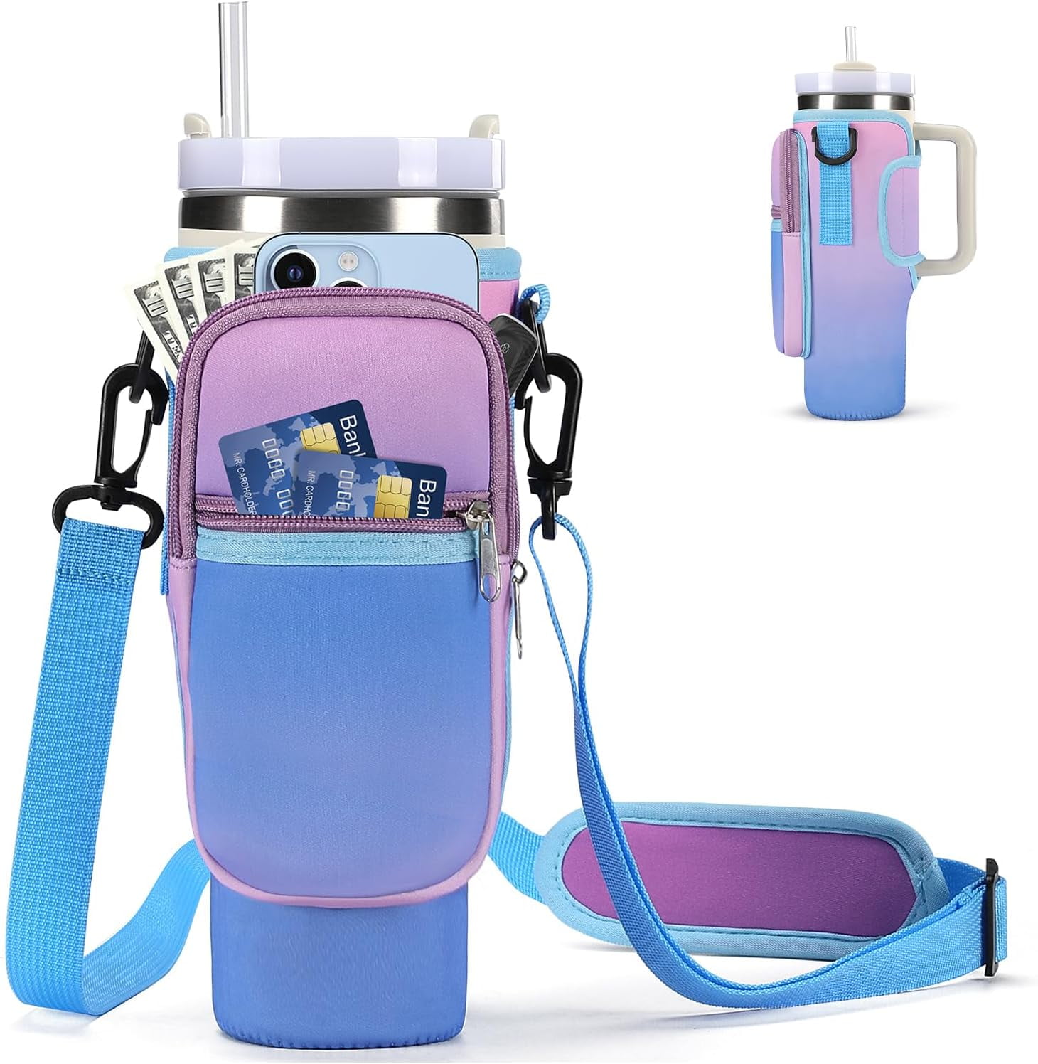 Easy Joy Water Bottle Holder for 40 oz Tumbler, Neoprene Carrier Bag ...