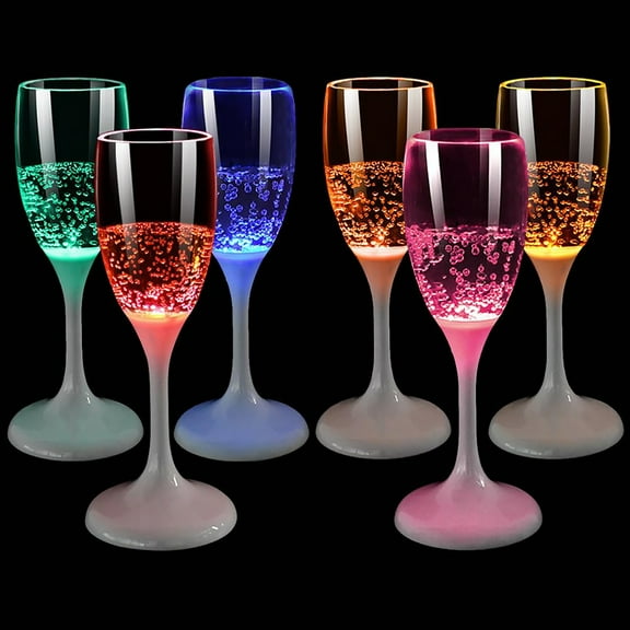 Glass Water Bottle,LED Luminous Cups Light Up Champagne Glasses ...