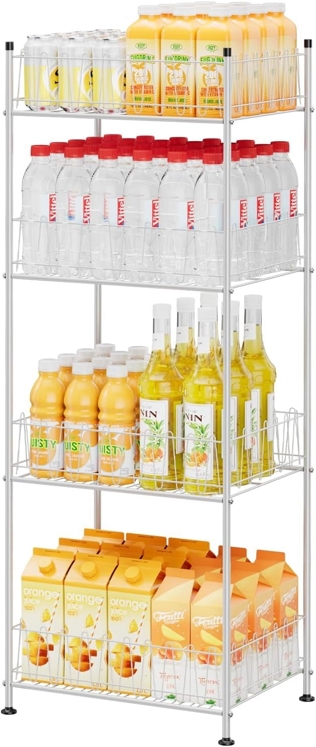 Water Bottle Holder Organizer 4 Tier Drink Can Shelf Organizer Rack for ...