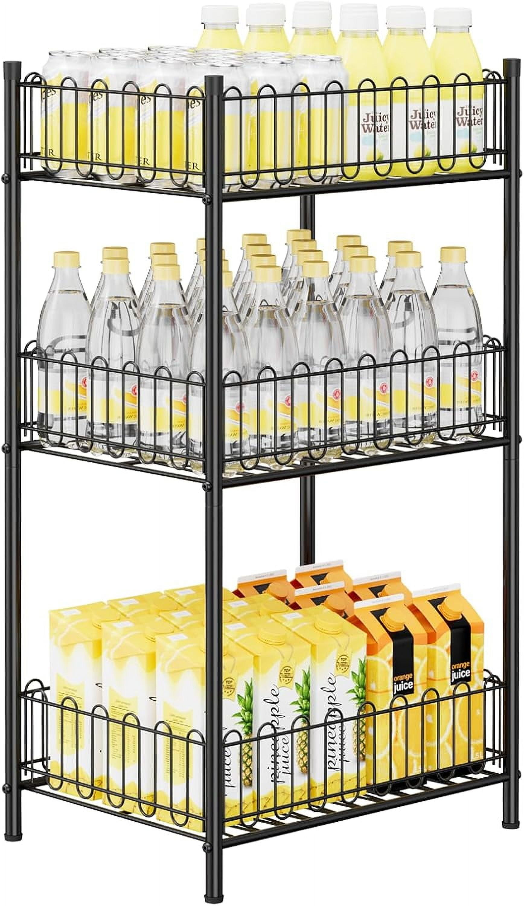 Water Bottle Holder Rack 3 Tier Soda Drink Organizer Vertical Metal ...